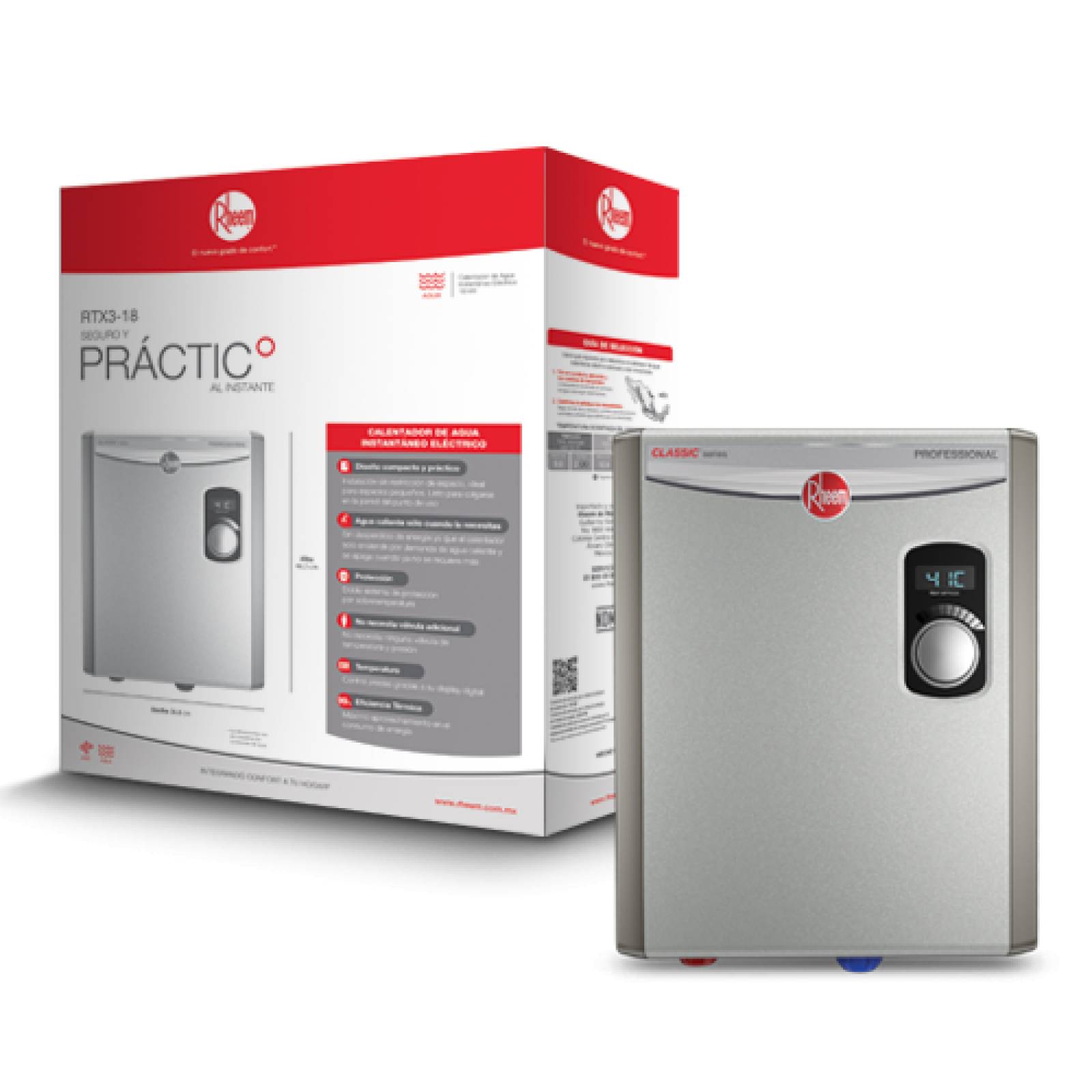 Calentador Agua Instantáneo Eléctrico Rheem 18kW220V+Instalación