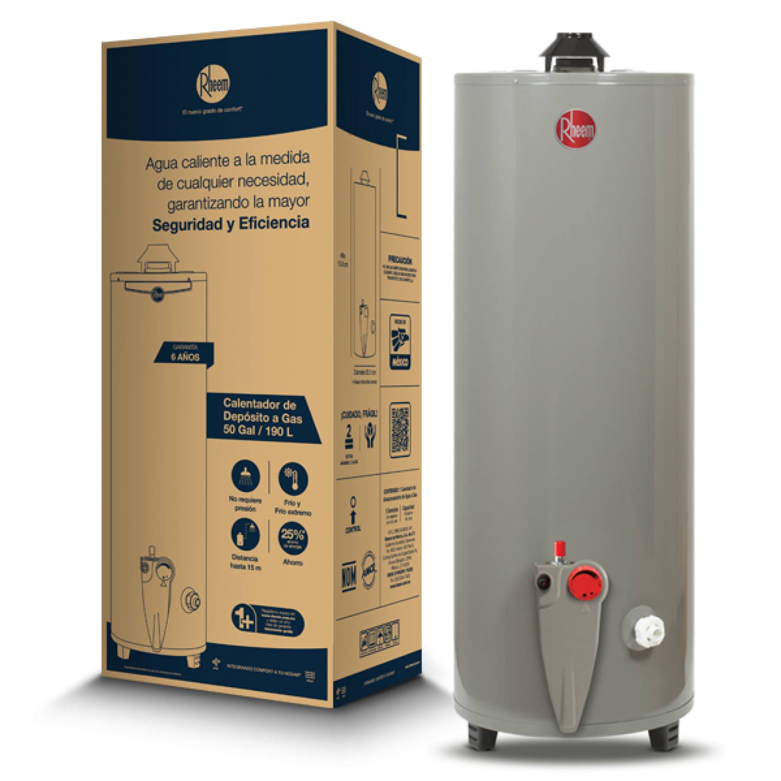 Calentador Agua Depósito Rheem 190L Gas Natural +Instalación