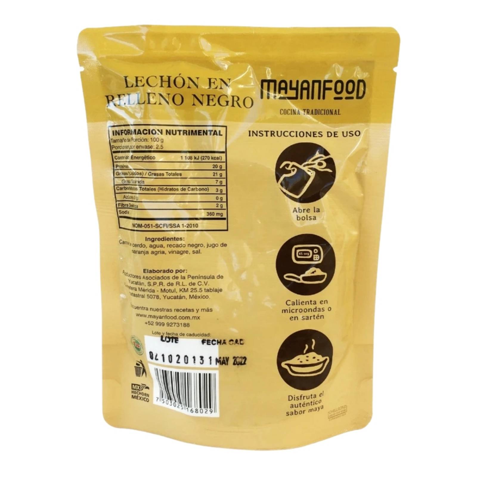 Lechón de Cerdo en Relleno Negro Mayan Food 250 gr