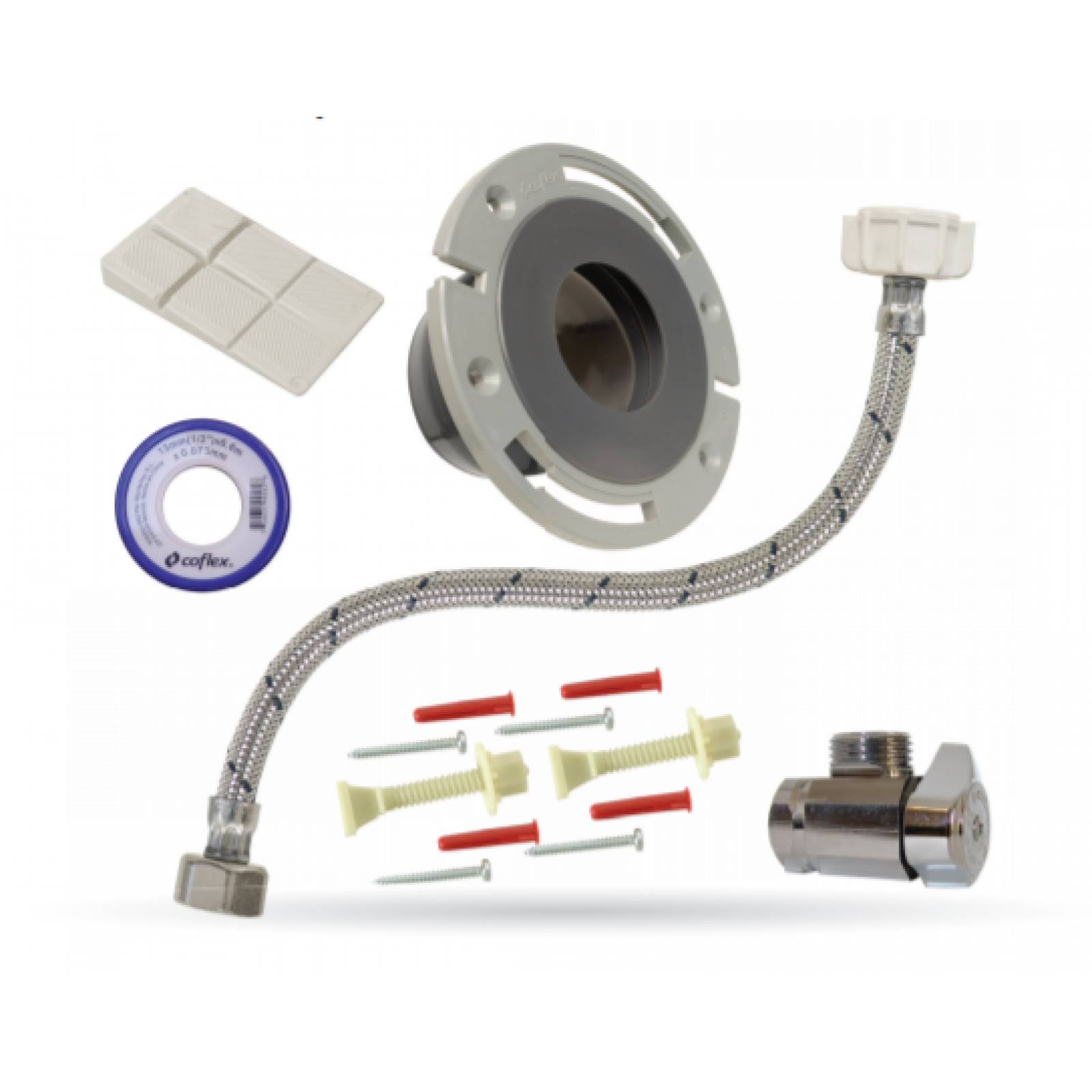 KIT INSTALACION PARA WC CON BRIDA MODELO PS D004 Color Cromo