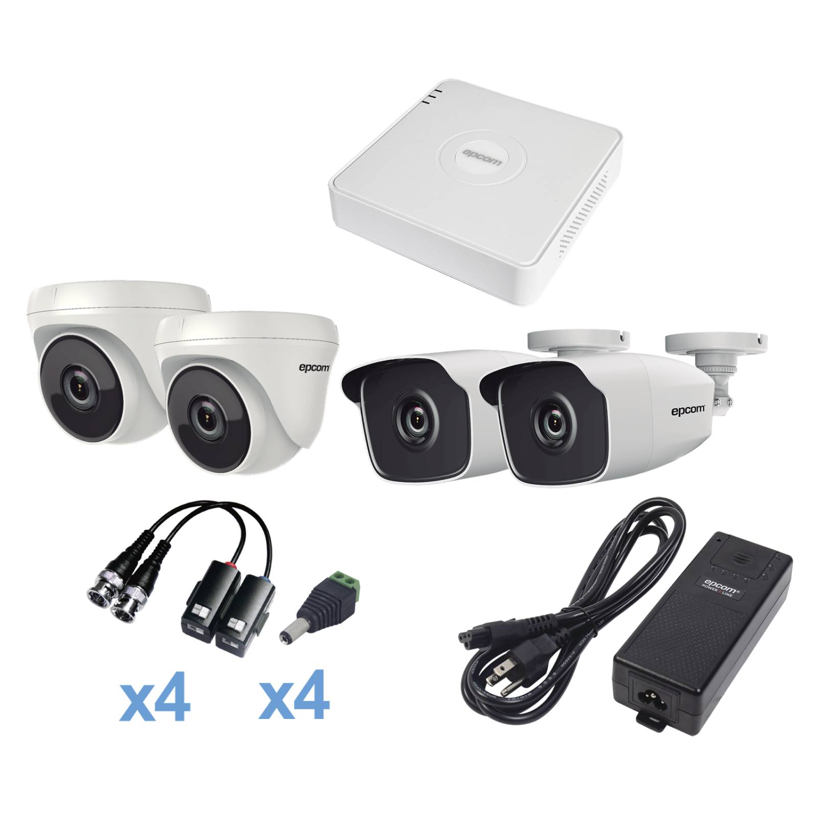 Epcom KIT TurboHD 720p / DVR 4 Canales / 2 Cámaras Bala (exterior 2.8