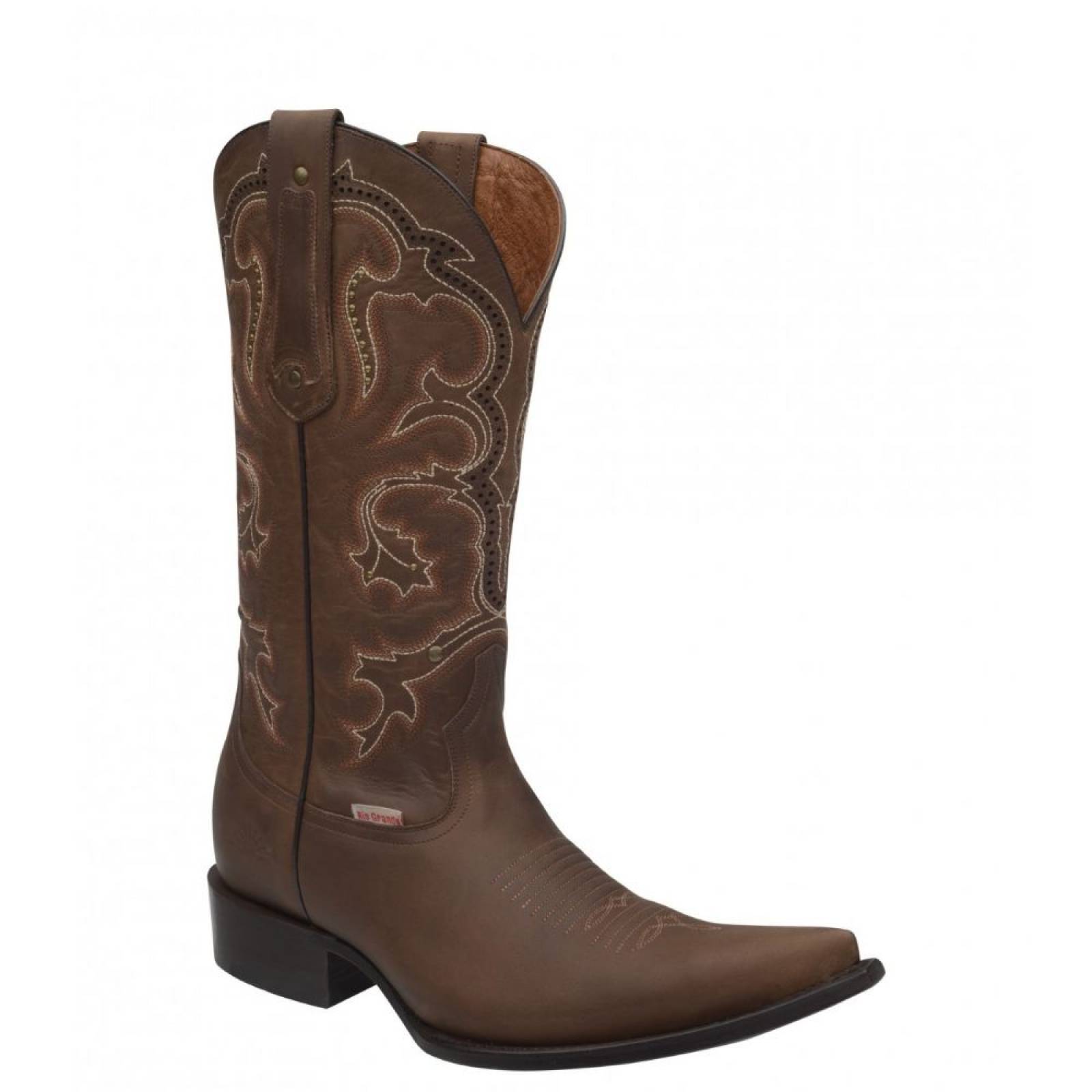 Bota Vaquera Marca Rio Grande Laredo Puntal con Suela Cuero Natural