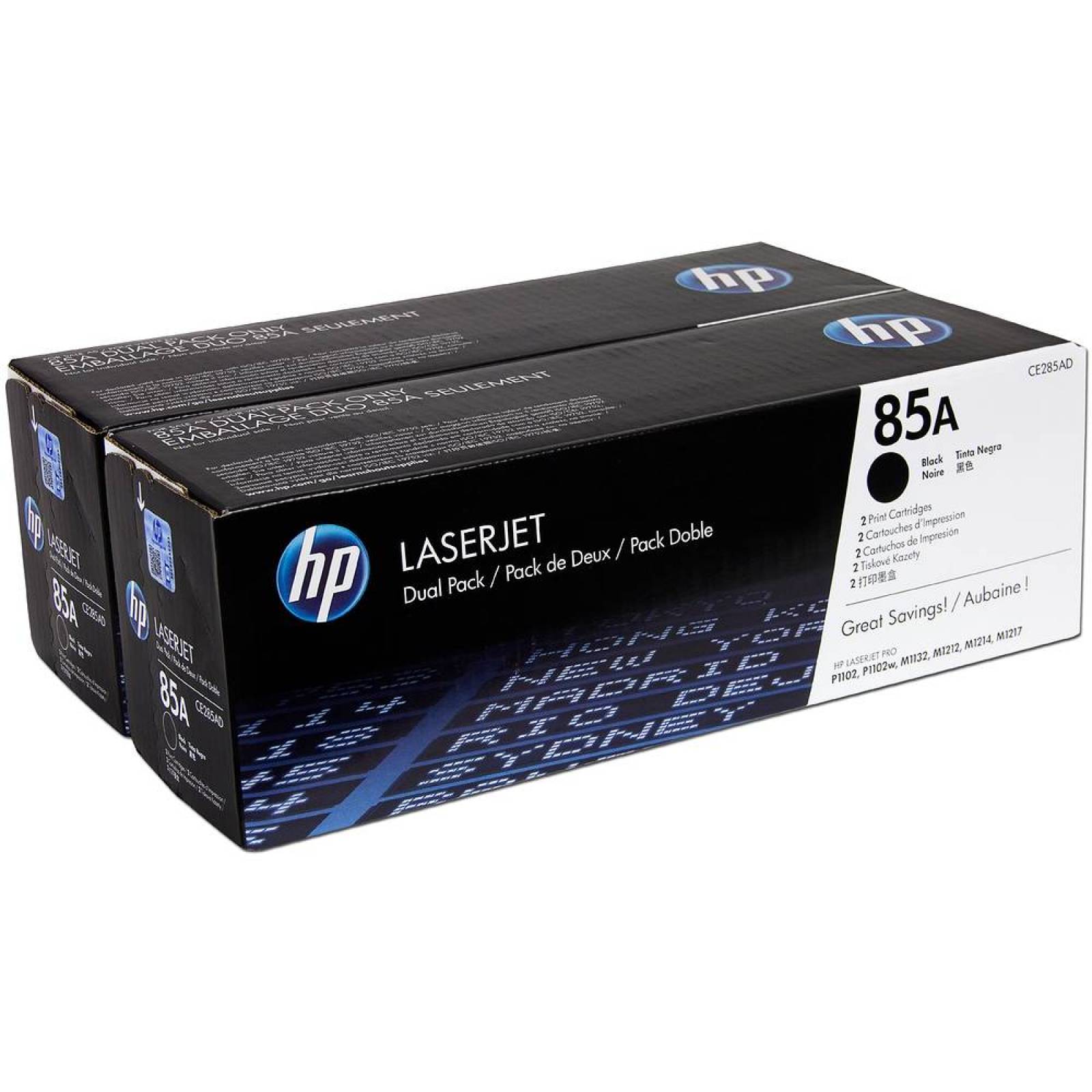 Pack de 2 cartuchos de tóner HP 85A Negro Laserjet Original CE285AD.