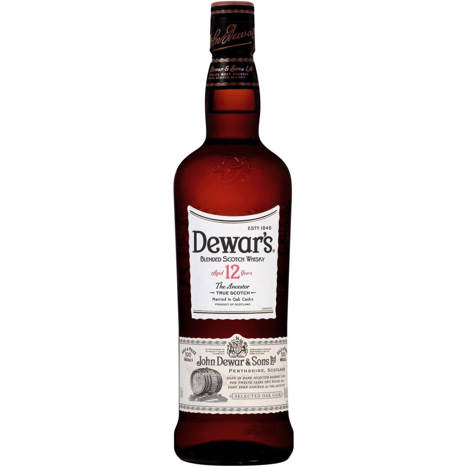 Caja de 12 Whisky Dewars Blend 12 Años 750 ml