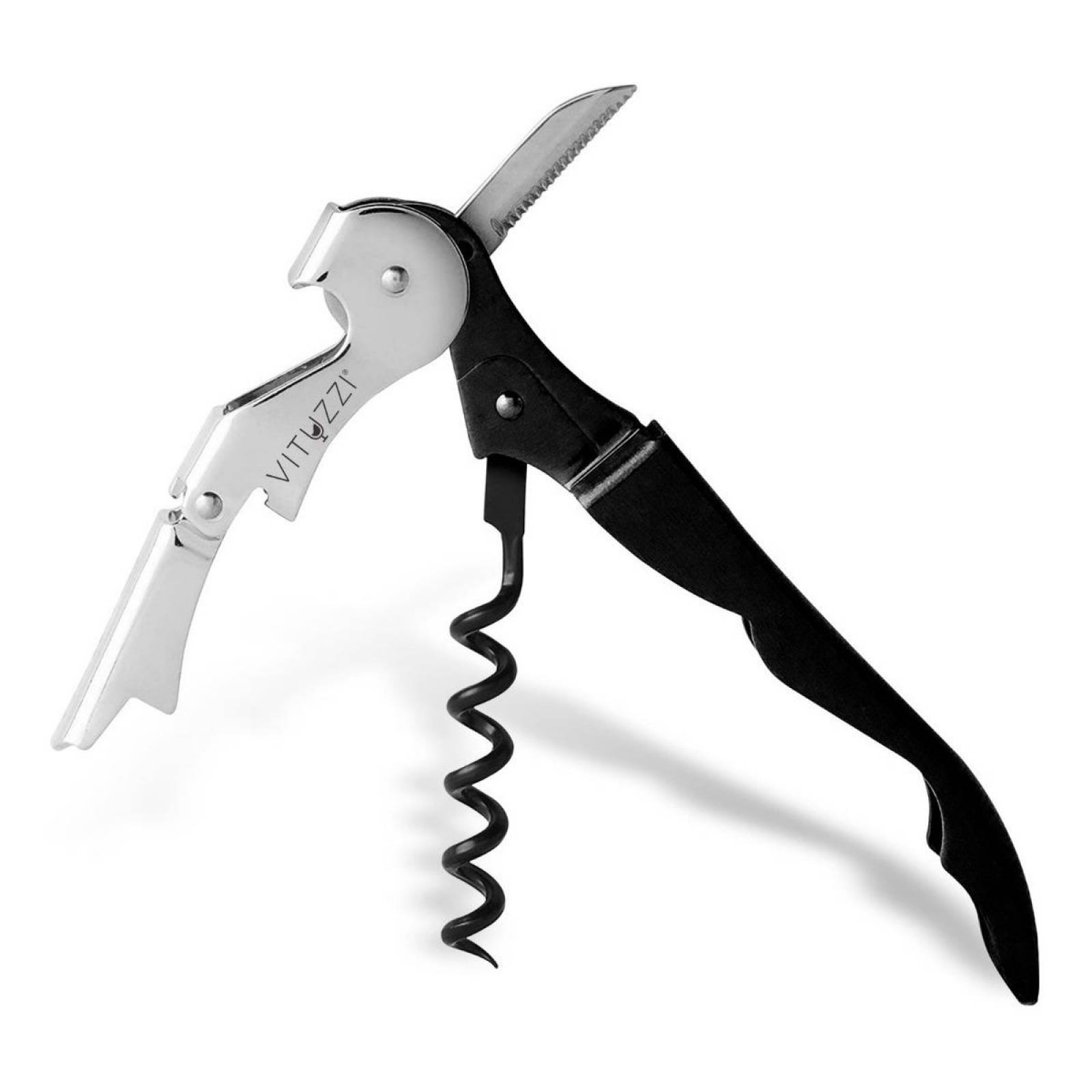 Descorchador Vituzzi para botella de Vino, sacacorhos Negro