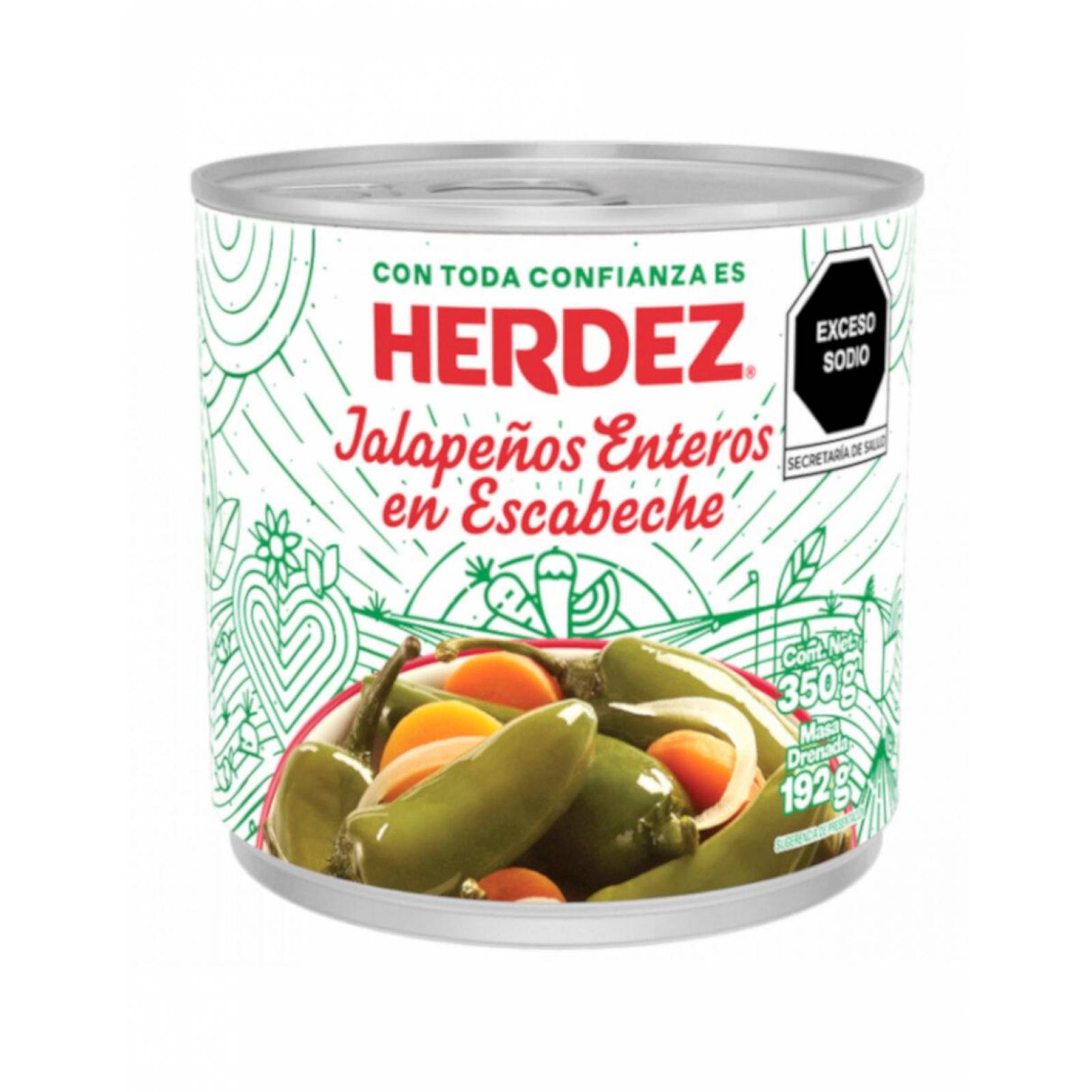 Pack de 12 Jalapeños Enteros en Escabeche Herdez de 350 gr