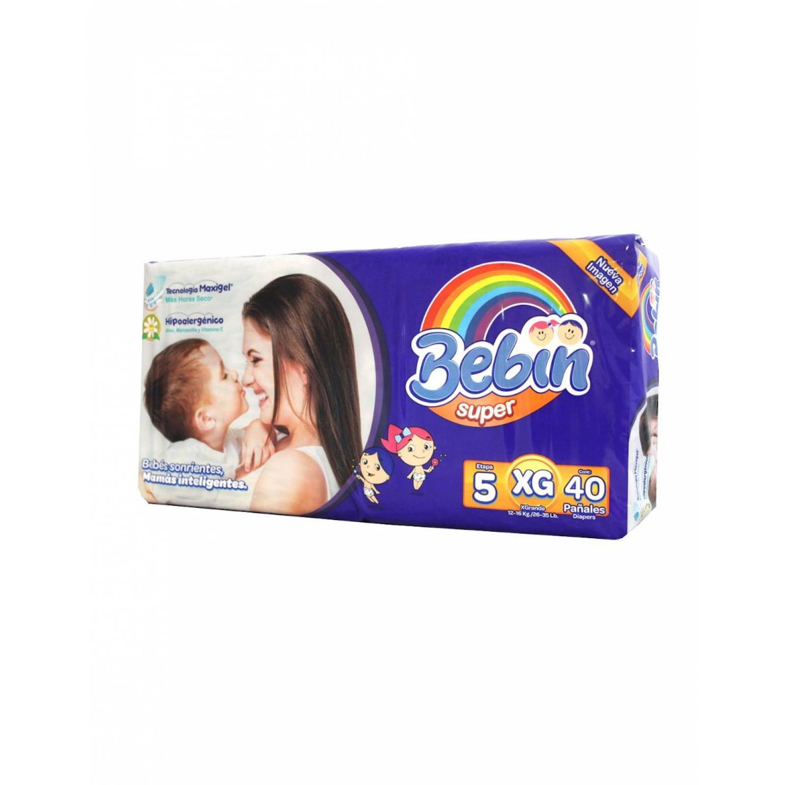 Pack de 4 Pañal jumbo Bebin Super de 40pzas