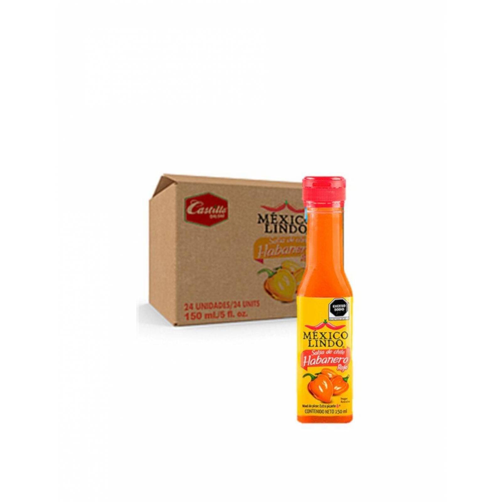Pack de 24 Salsa Castillo Habanero Roja de 150 ml