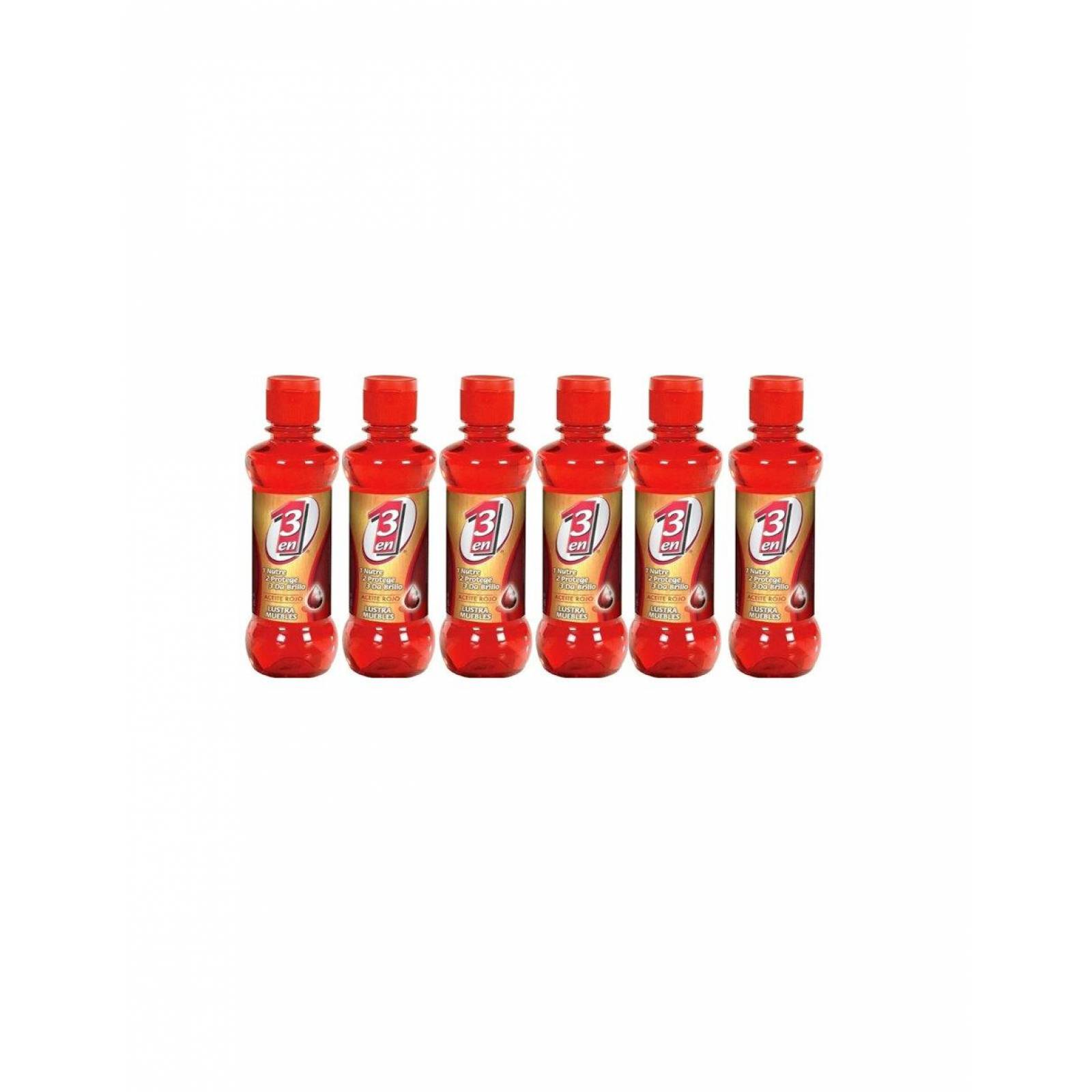 Pack de 6 Lustrador para Madera 3 en 1 Aceite Rojo 240 ml