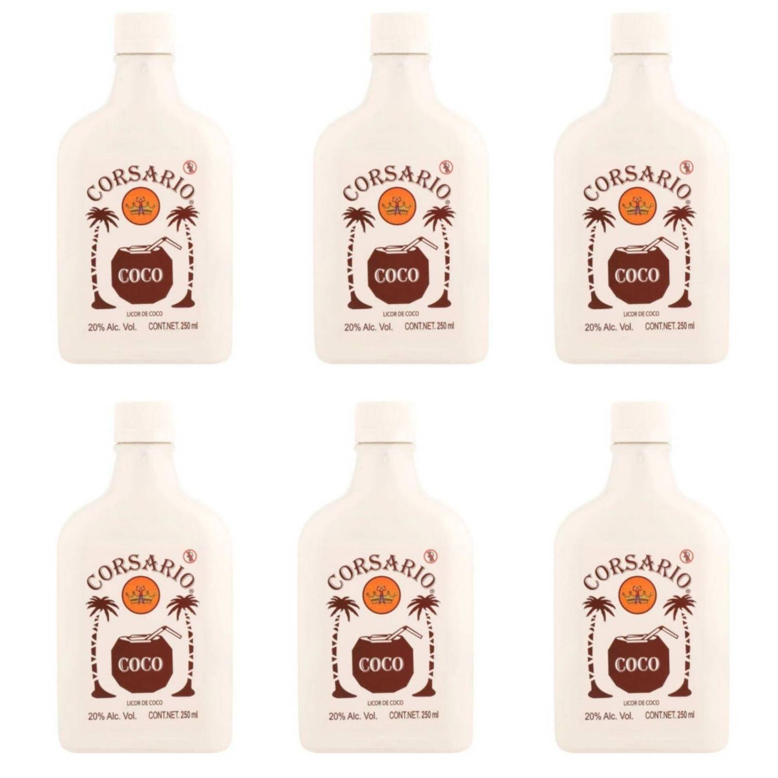 Pack de 6 Licor Corsario Coco 250 ml