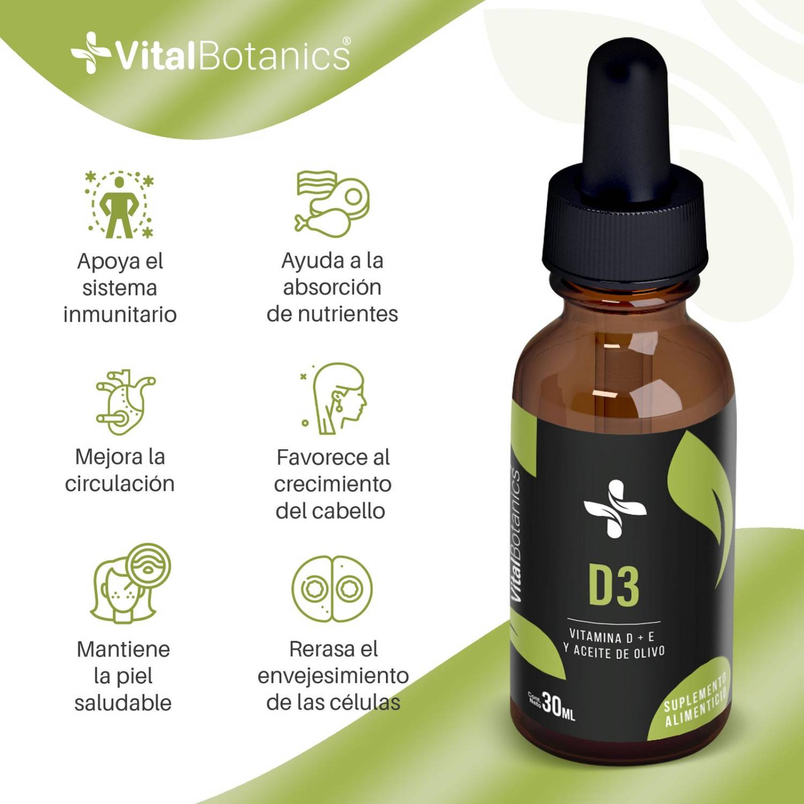 Vitamina D3 y E Vital Botanics Multivitaminico