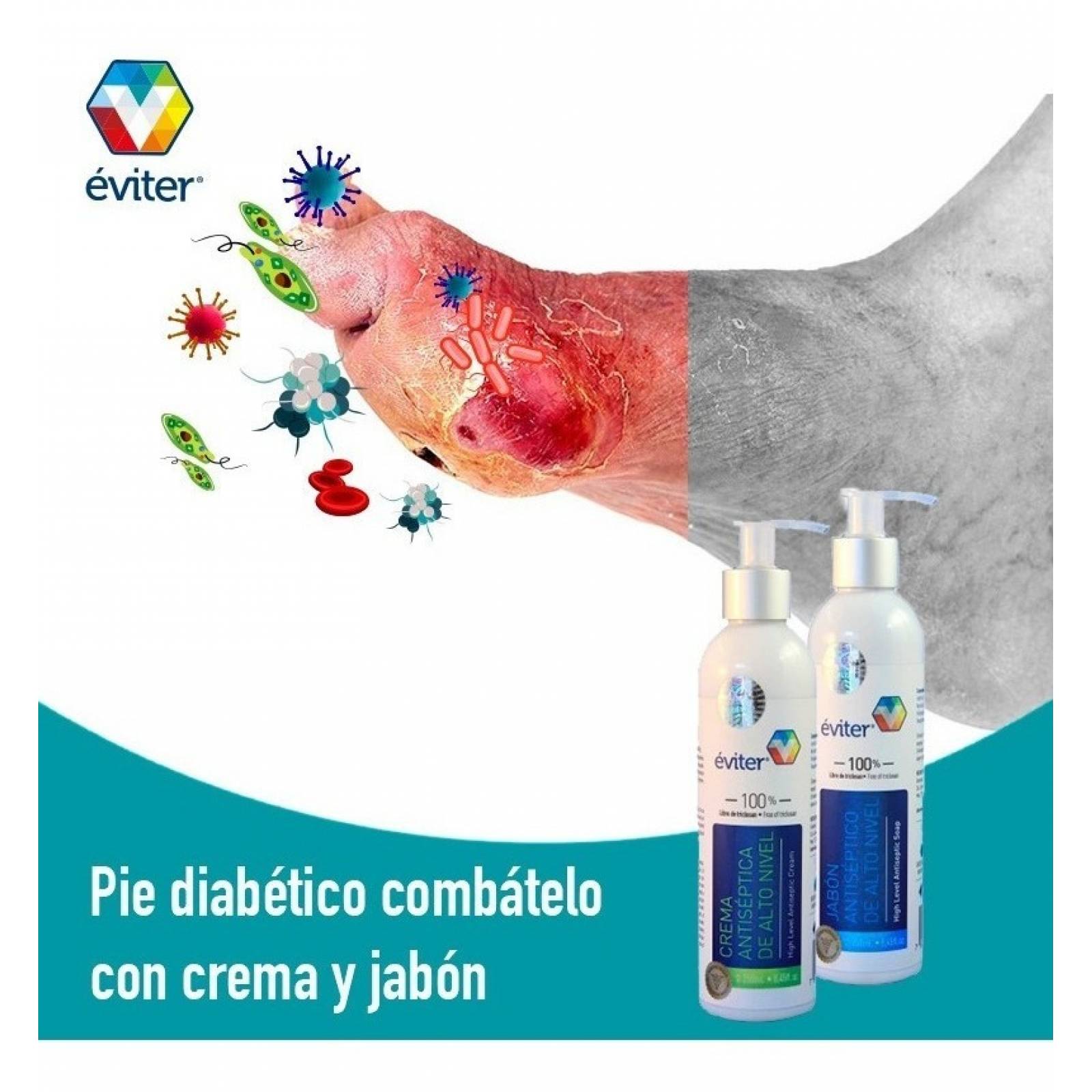 Jabón Antiseptico Eviter Biosalud Antiviral 900 Ml 4 Pzas