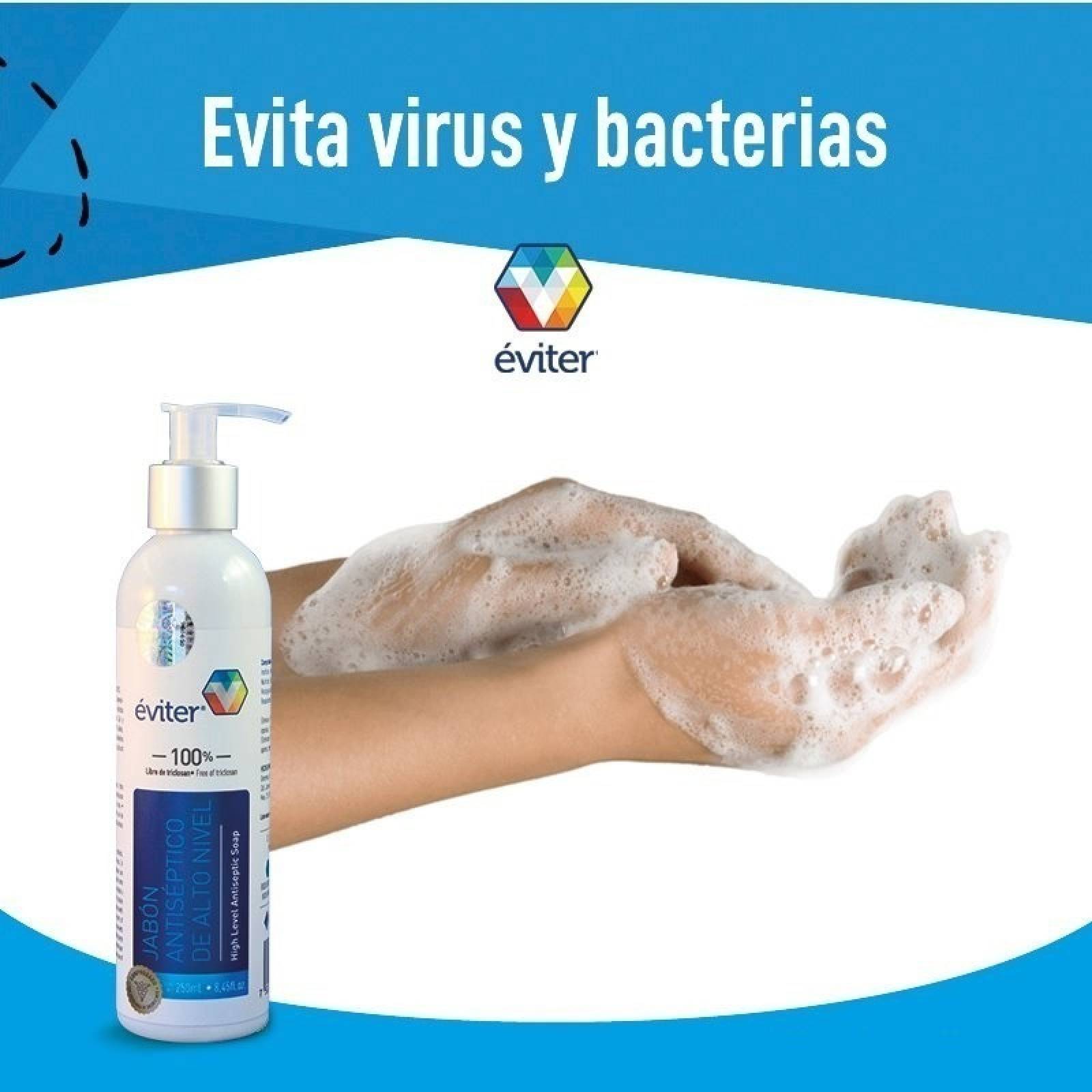 Jabón Antiseptico Eviter Biosalud Antiviral 60 Ml 3 Pzas