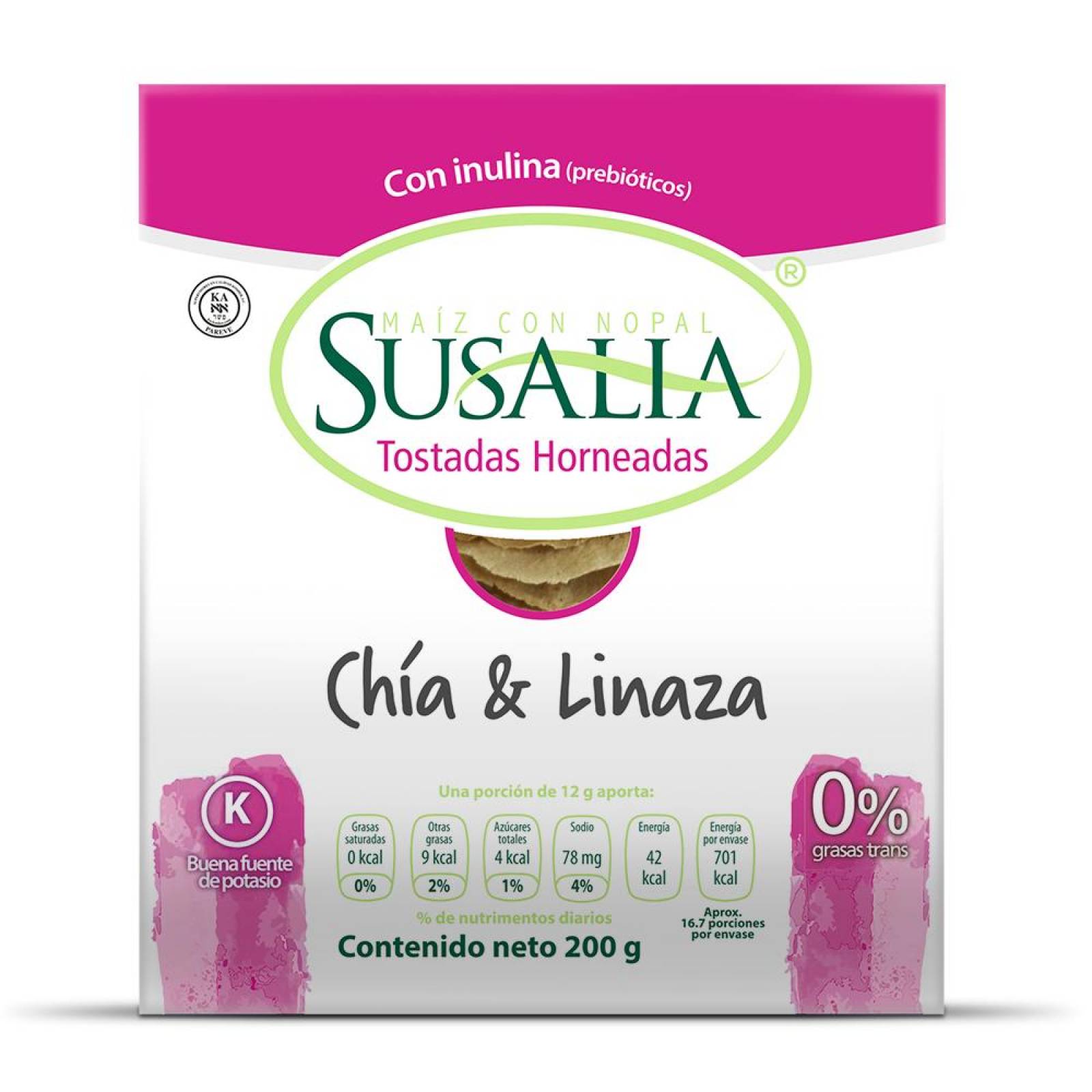SUSALIA Tostadas de Chi­a y Linaza 200g. (Caja con 12 piezas)