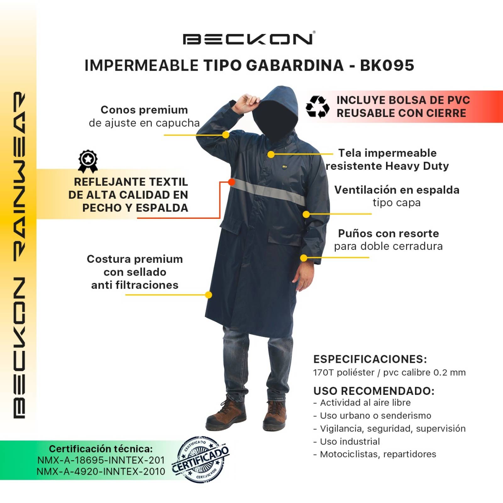 Impermeable gabardina para lluvias rainwear premium quality bk095 ...