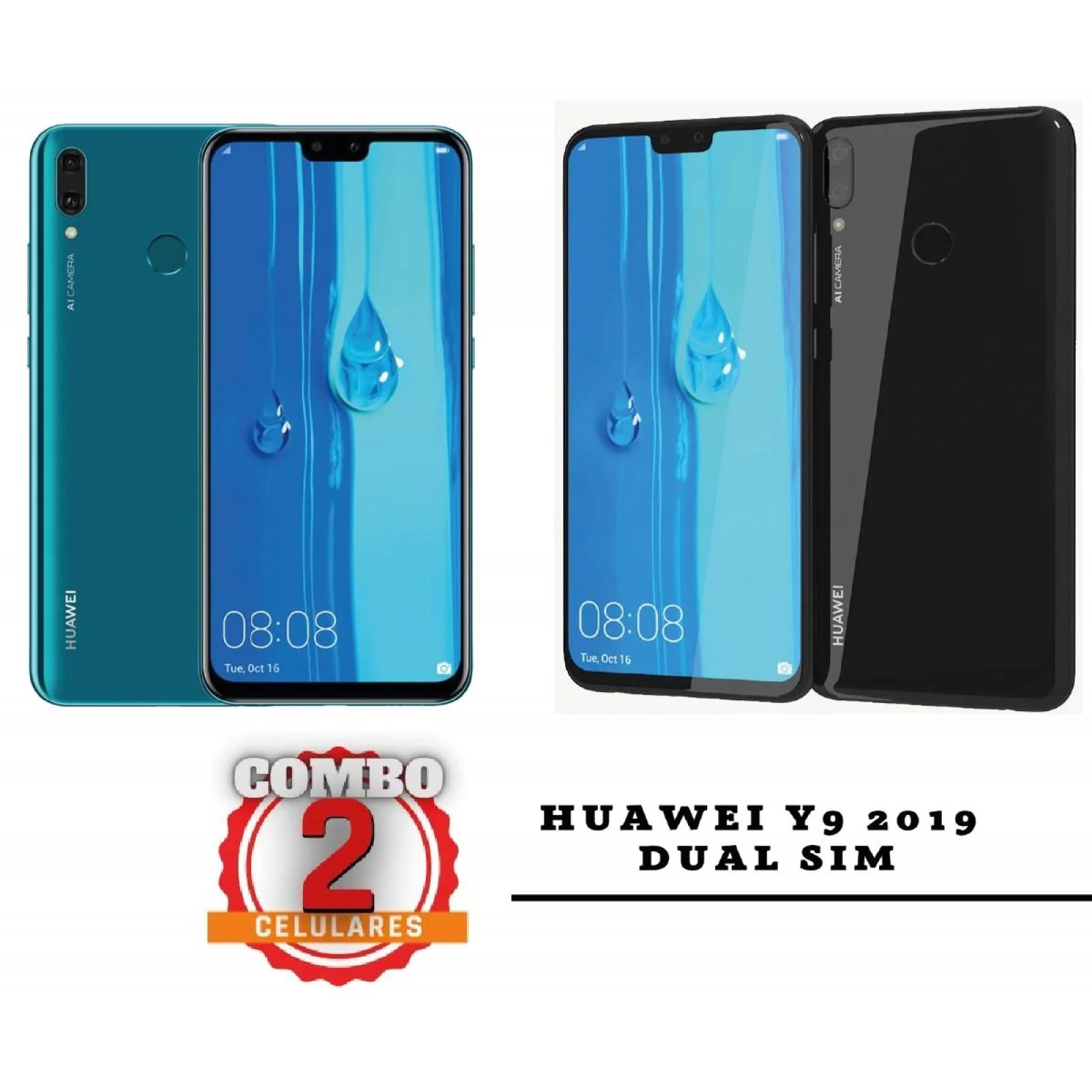 Combo Dos Celulares Huawei Y9 2019 64GB 4GB RAM Colores Negro y Azul