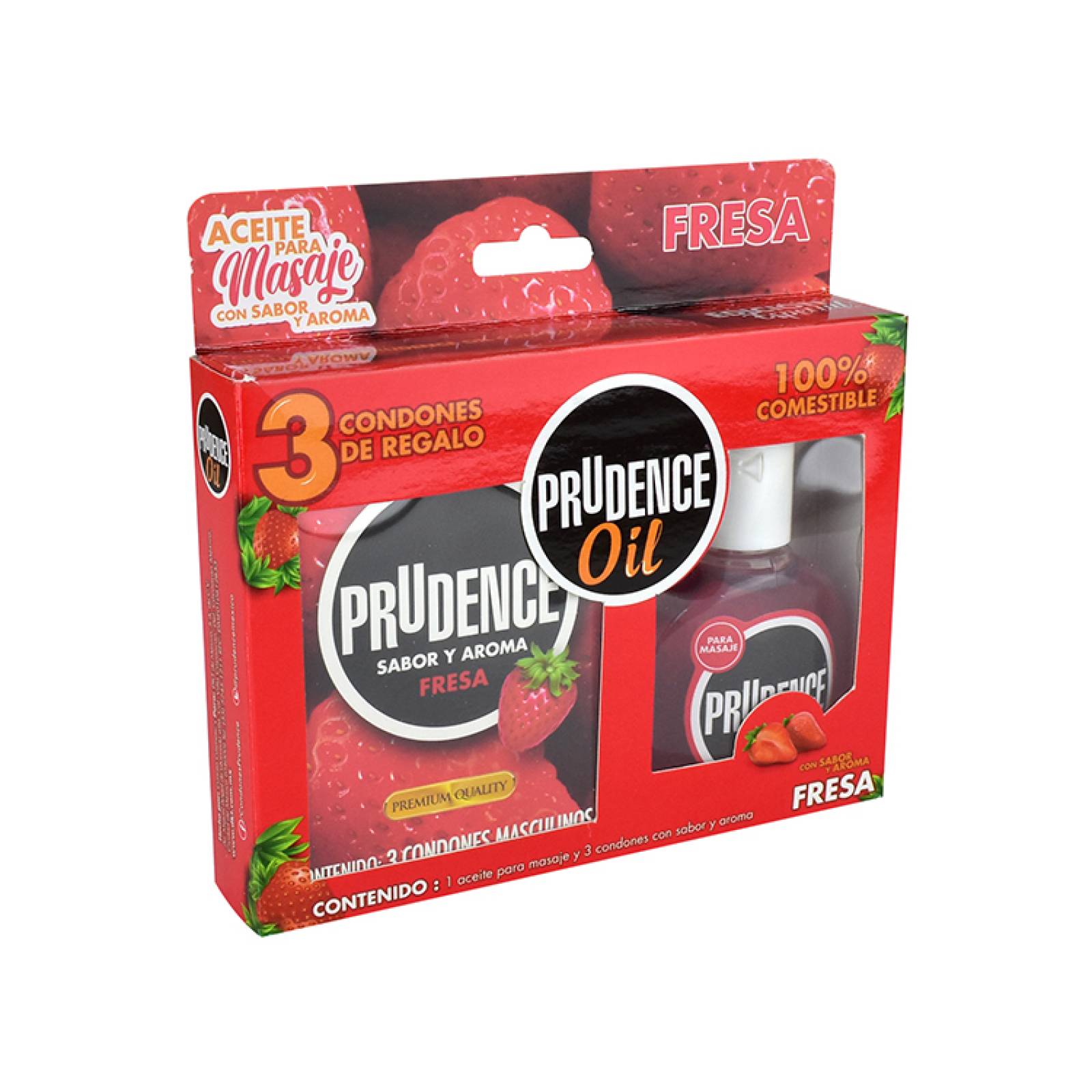 Pack Prudence Lubricante Fresa 30 Ml+ Condones
