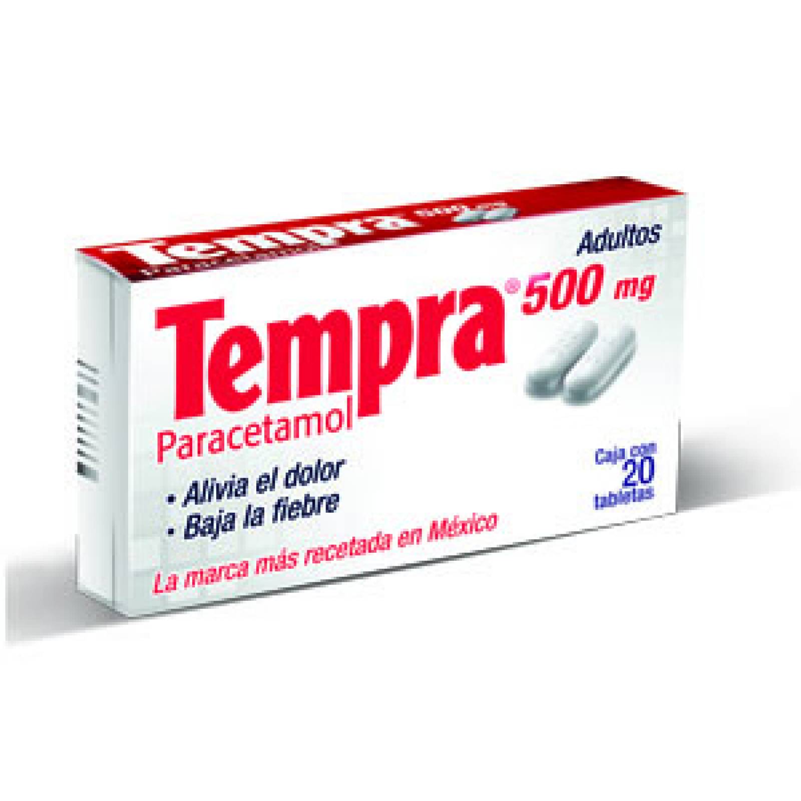 TEMPRA CAPLETS 500 MG CAJA 20 TABLETAS
