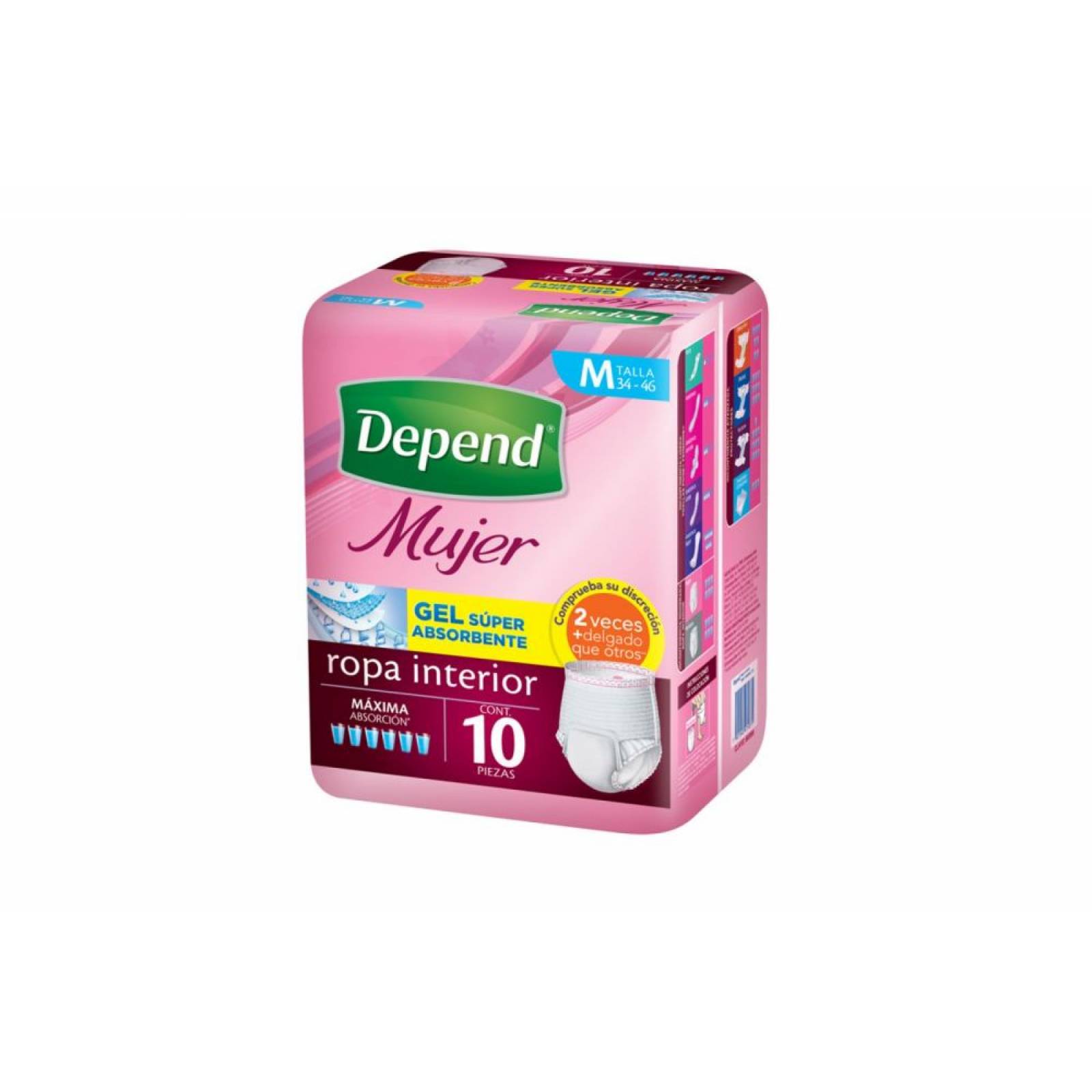 DEPEND ROPA INTERIOR MUJER GDE 1 BOLSA 8 PIEZAS