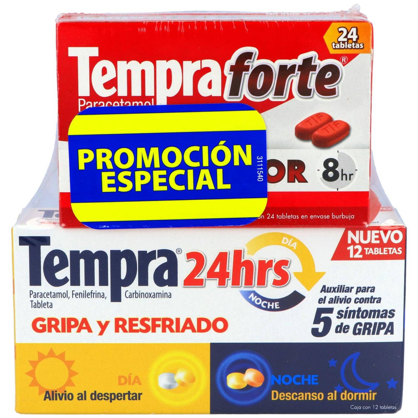 Tempra 24 Horas Caja Con 12 Tabletas + Tempra Forte 2 Cajas