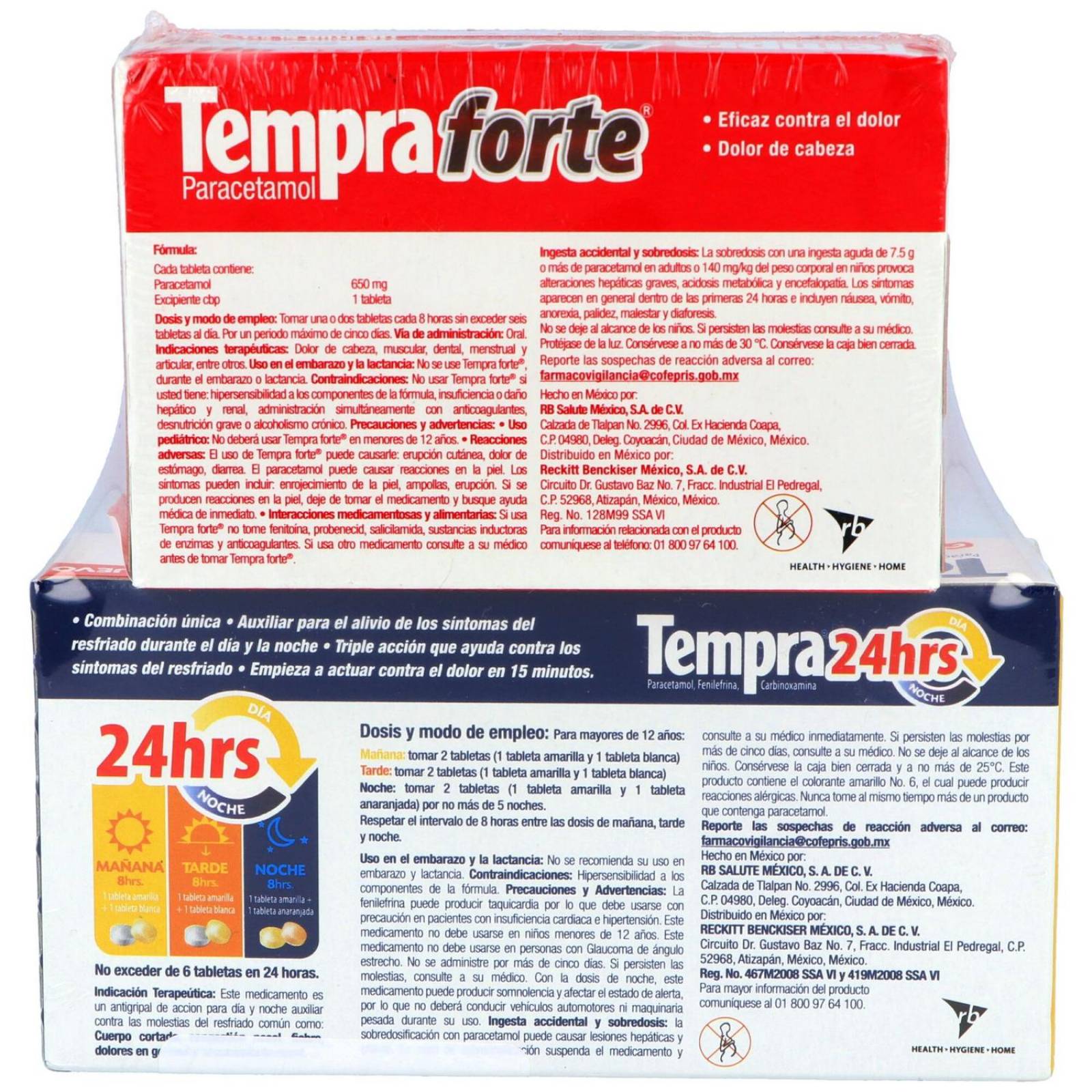 Tempra 24 Horas Caja Con 12 Tabletas + Tempra Forte 2 Cajas
