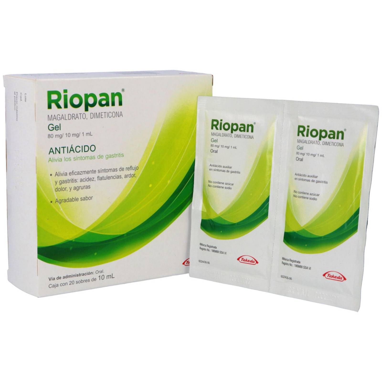 Riopan 80mg / 10mg Caja Con 20 Sobres De 10 Ml C/u