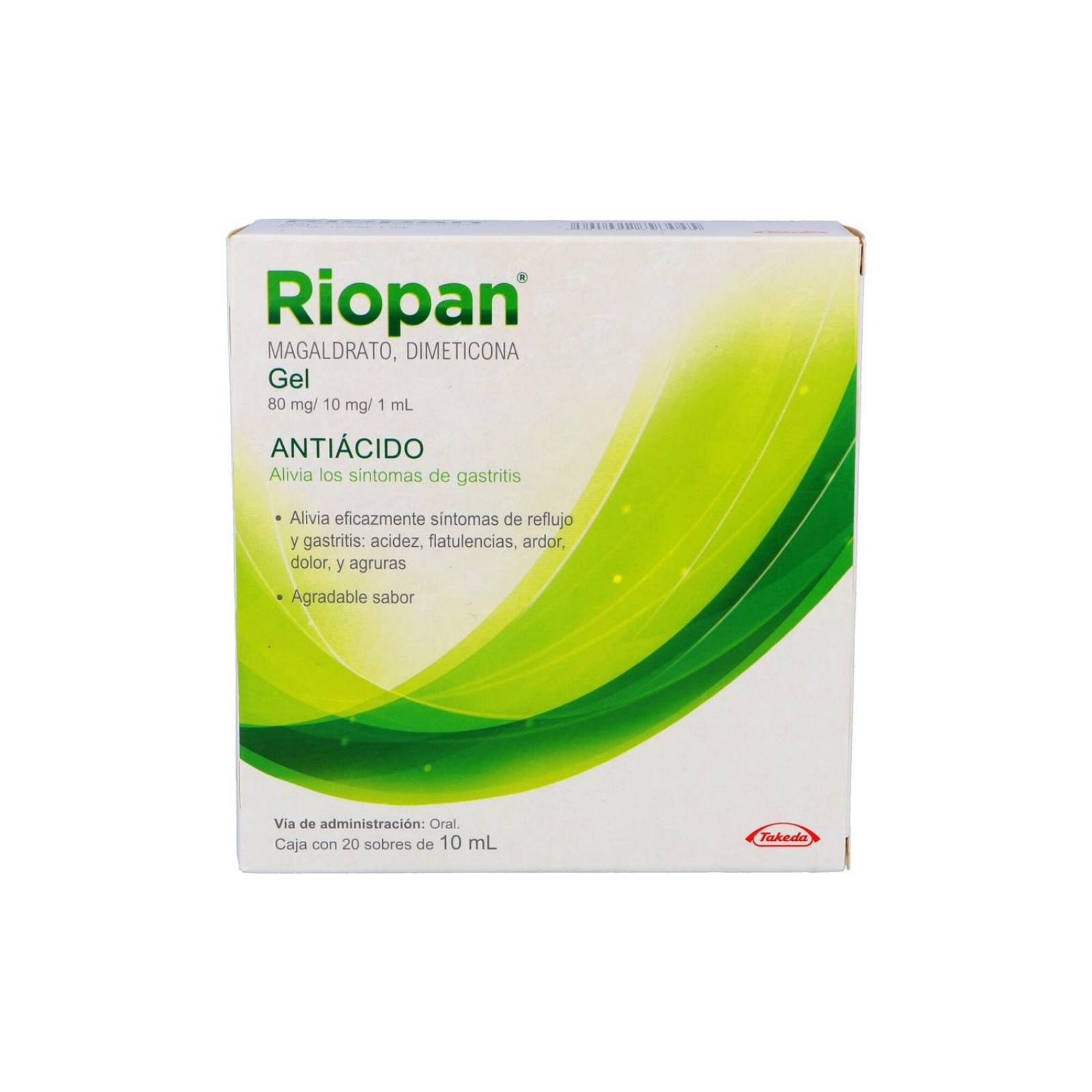 Riopan 80mg / 10mg Caja Con 20 Sobres de 10 mL c/u