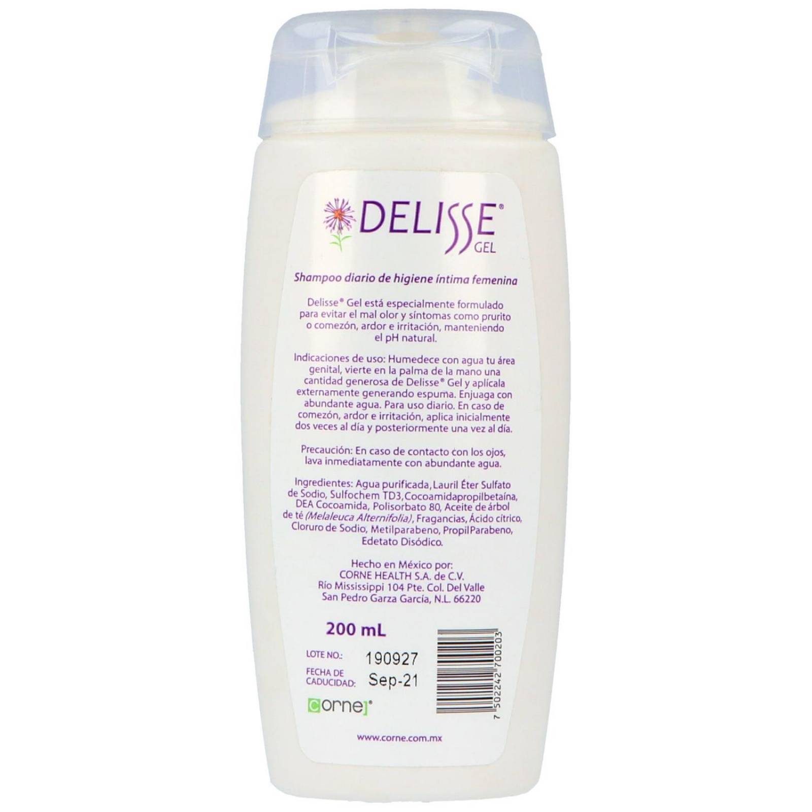 Delisse Gel Shampoo Íntimo Femenino Frasco Con 200 mL