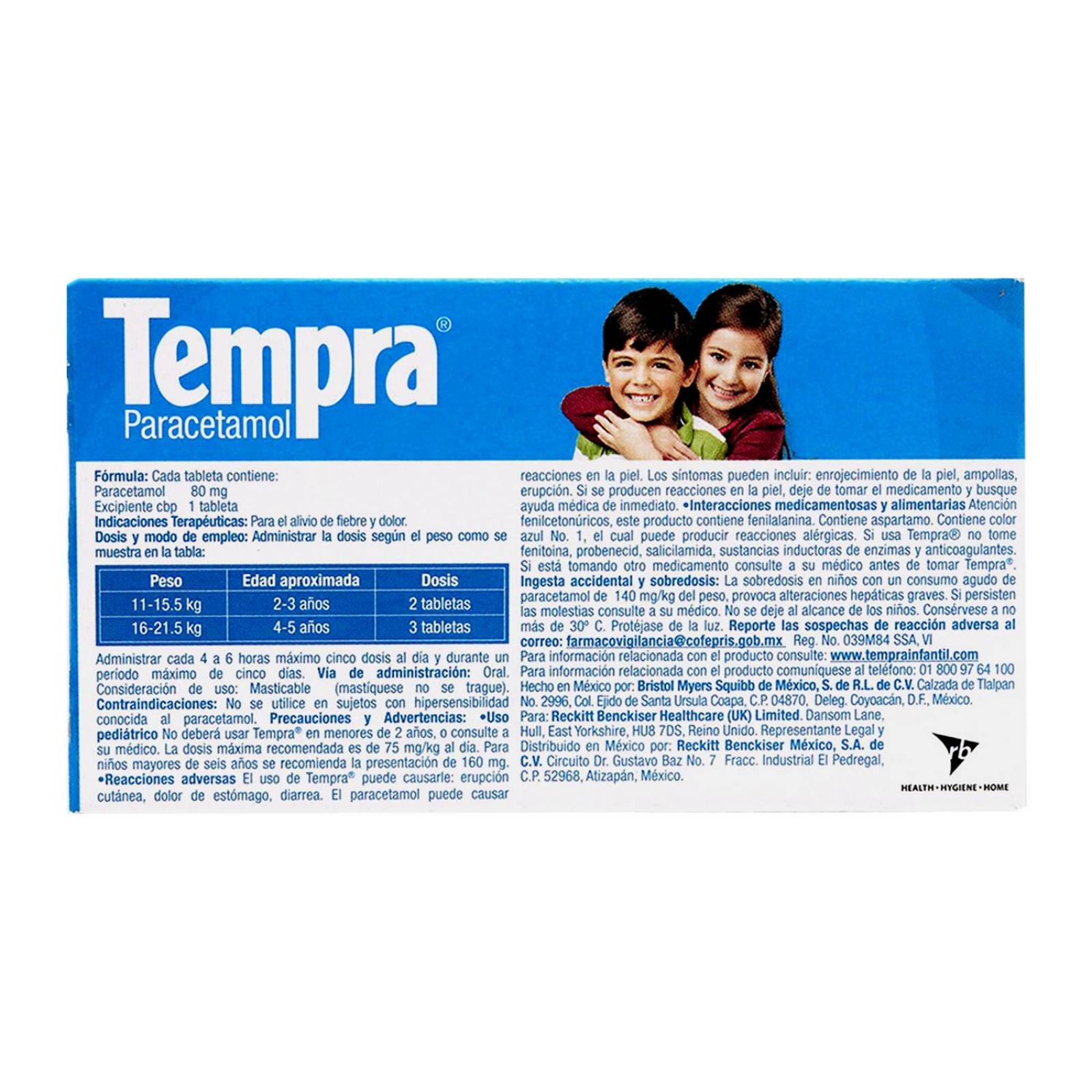 Tempra Masticable 80 mg Caja Con 30 Tabletas Sabor Uva
