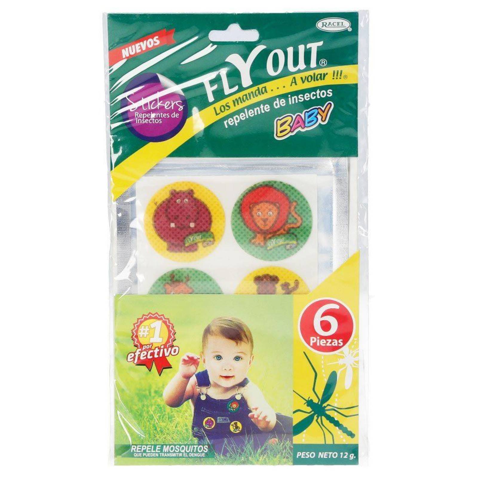 Fly Out Baby Stickers Repelentes De Insectos 6 Piezas
