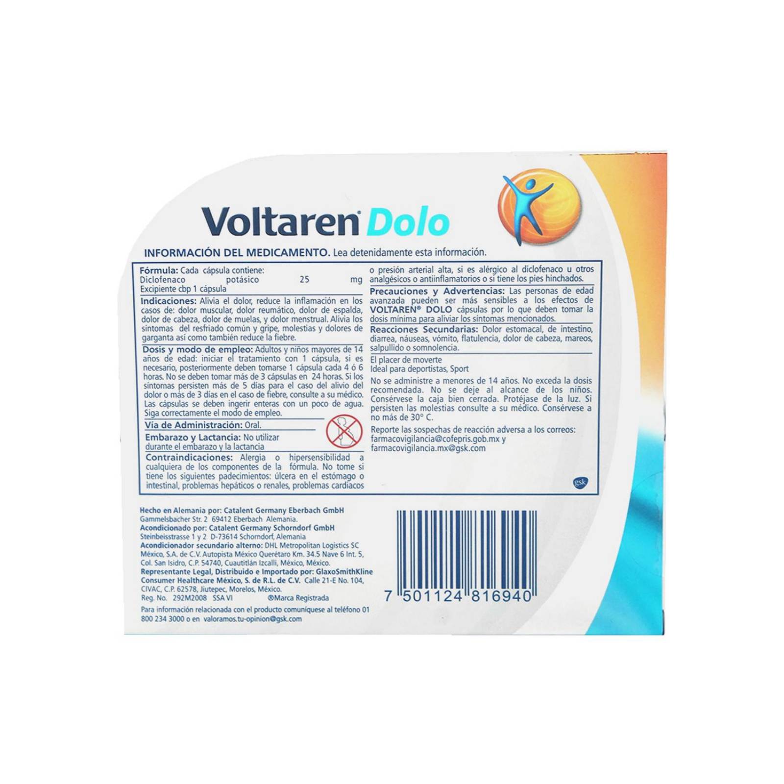 Voltaren Dolo 25 mg Caja Con 20 Cápsulas
