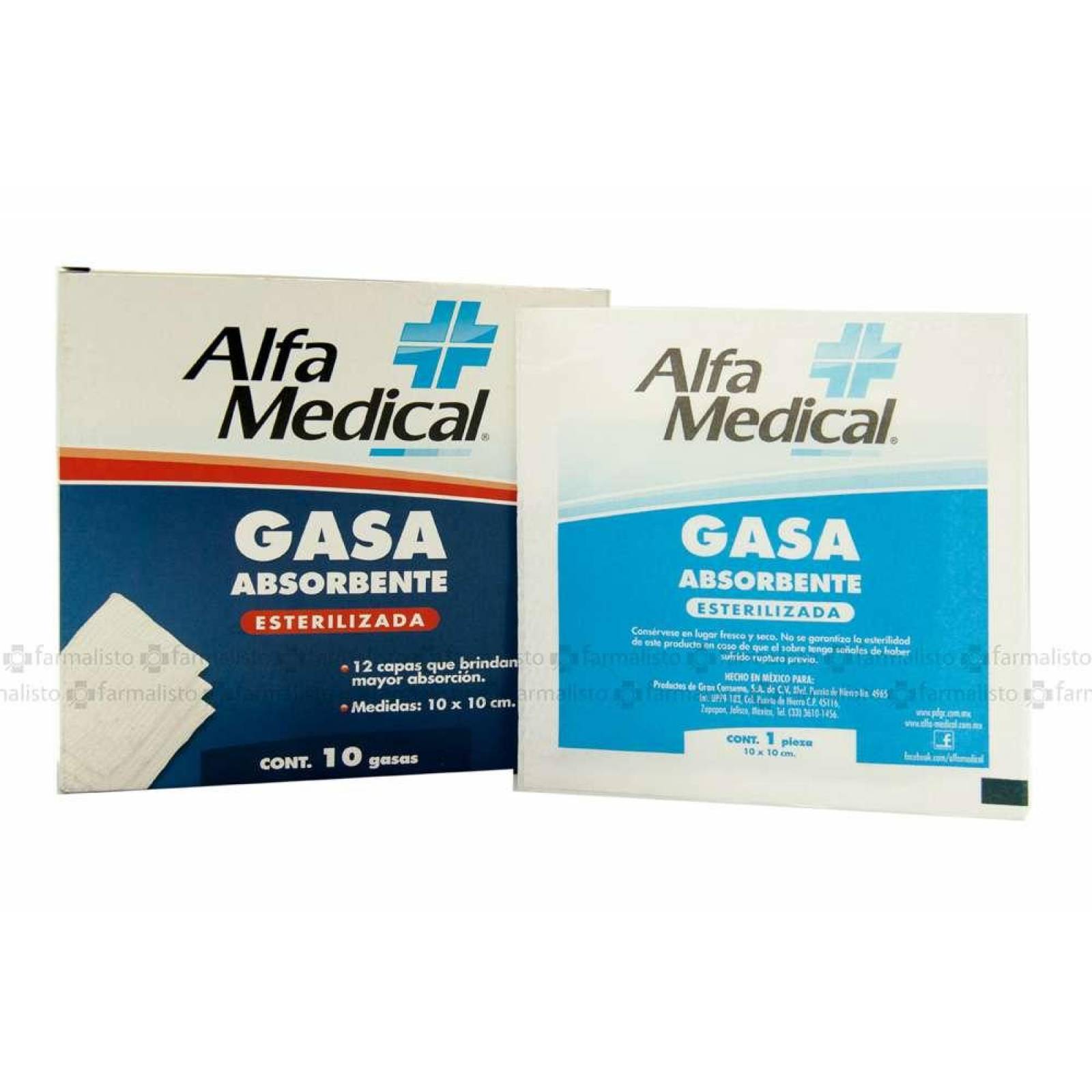 Gasa Absorbente Esterilizada Alfa Caja Con 10 Gasas 10 X 10 cm
