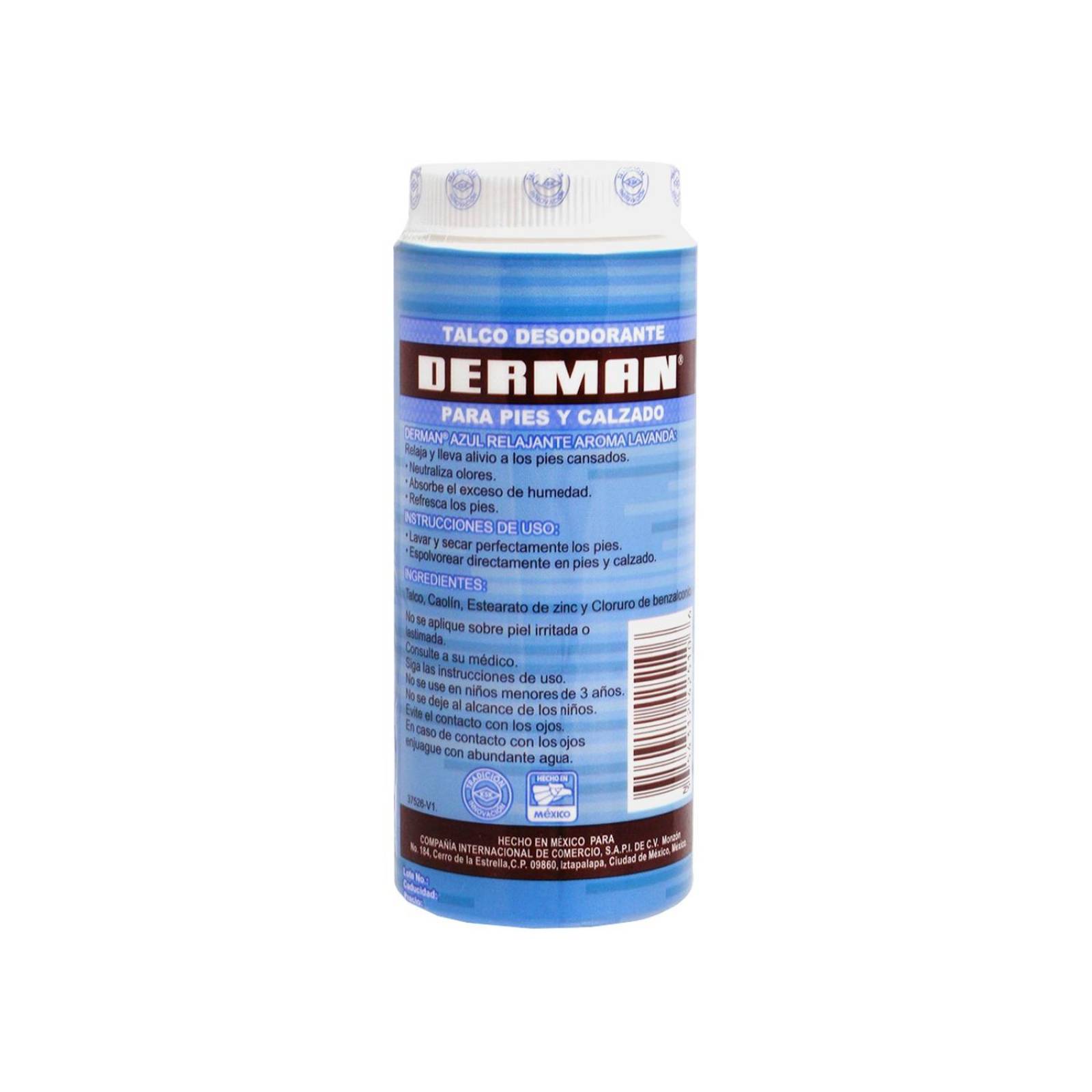 Derman Talco Desodorante Azul Relajante Frasco Con 80 g Aroma Lavanda