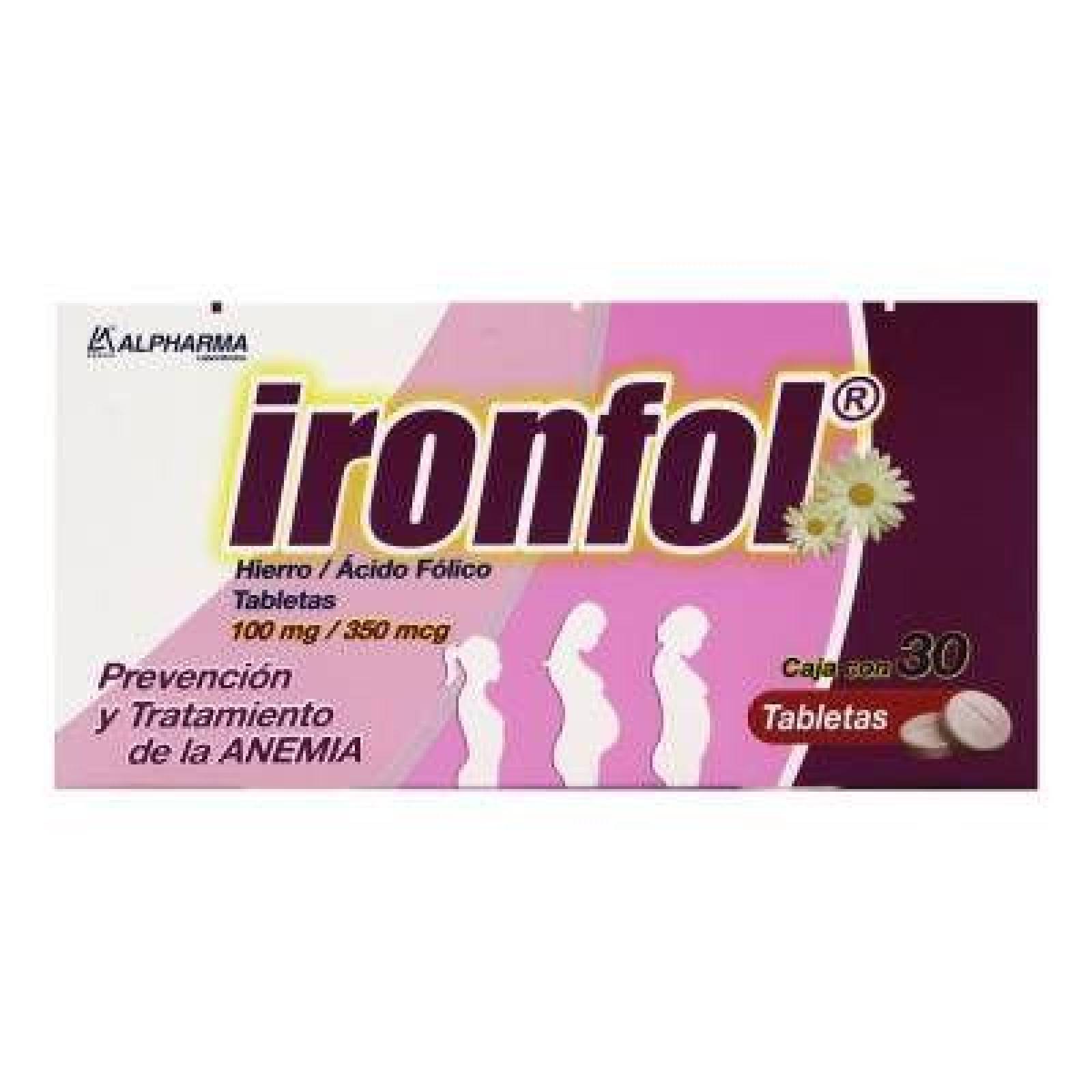 Ironfol 100 Mg / 350 Mcg Caja Con 30 Tabletas