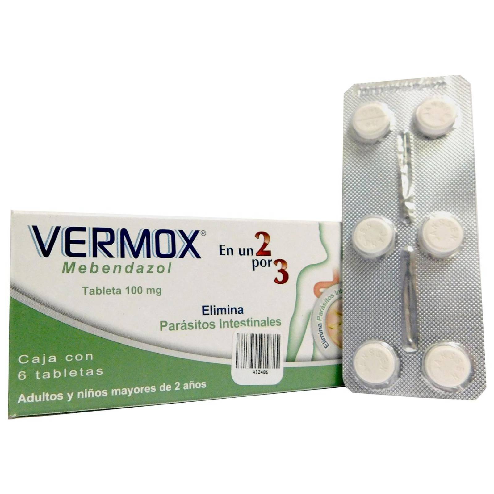 Vermox 100 mg Caja Con 6 Tabletas