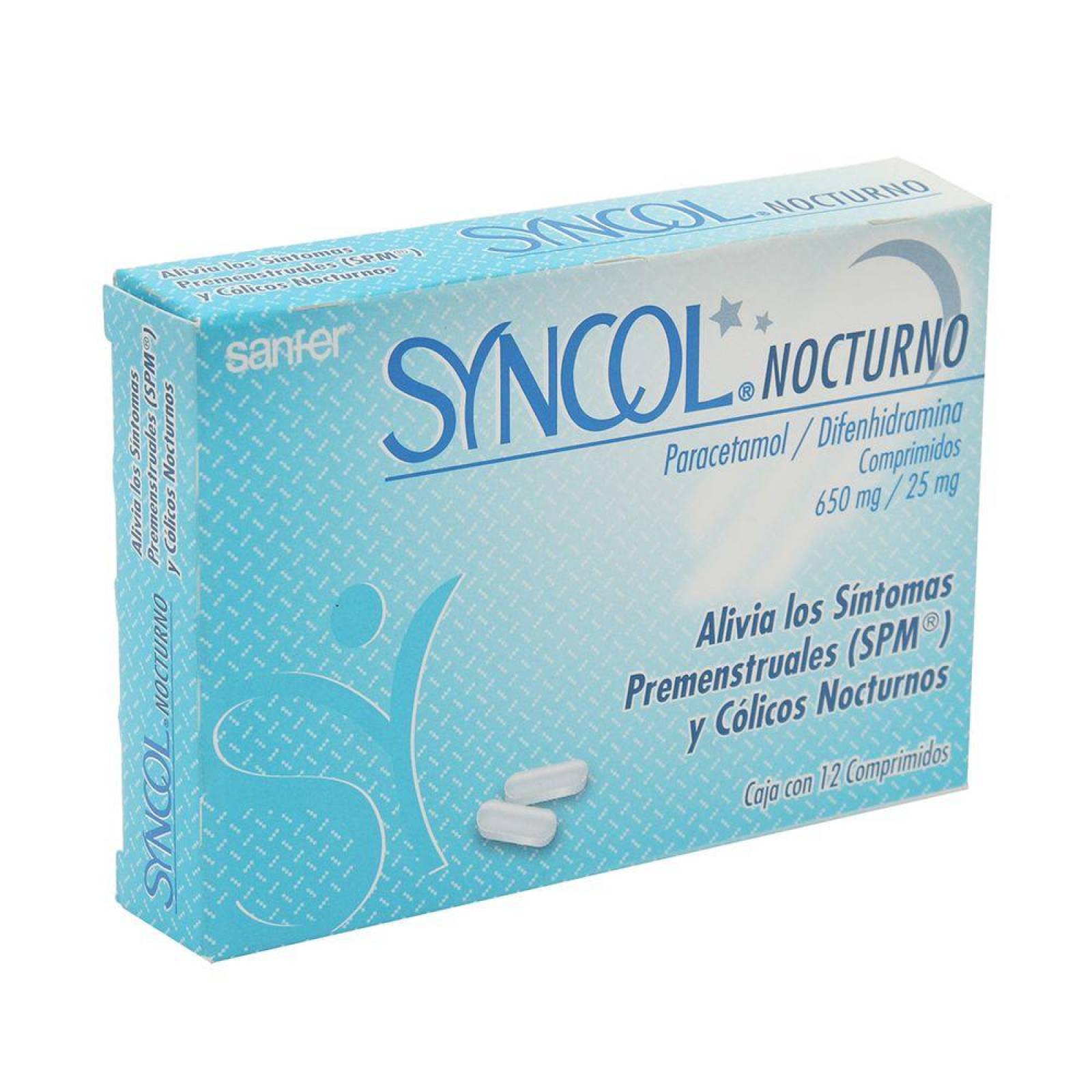 Syncol Nocturno 650 mg/25 mg Caja Con 12 Comprimidos