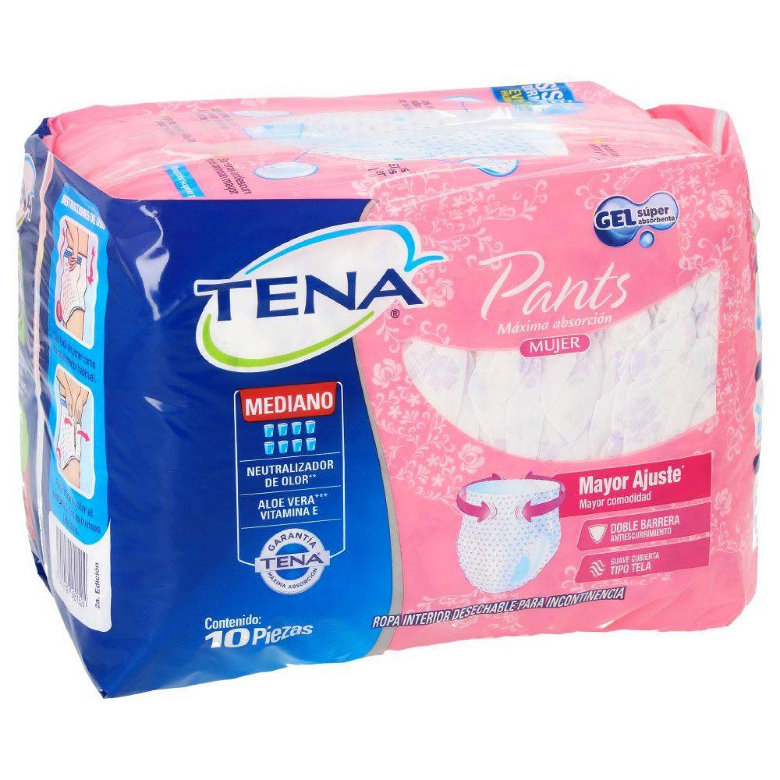Tena Pants Mujer Mediano Paquete Con 10 Piezas