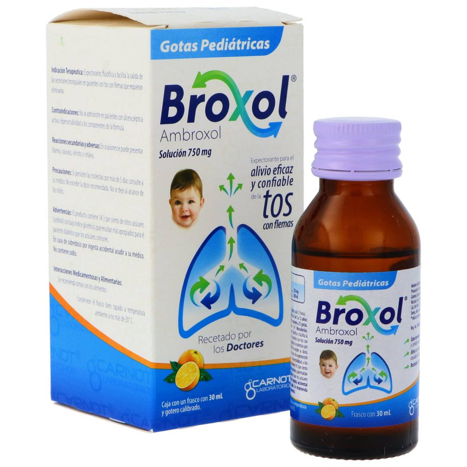 Broxol Solución Pediátrica 750 mg Frasco Con Gotero 30 mL