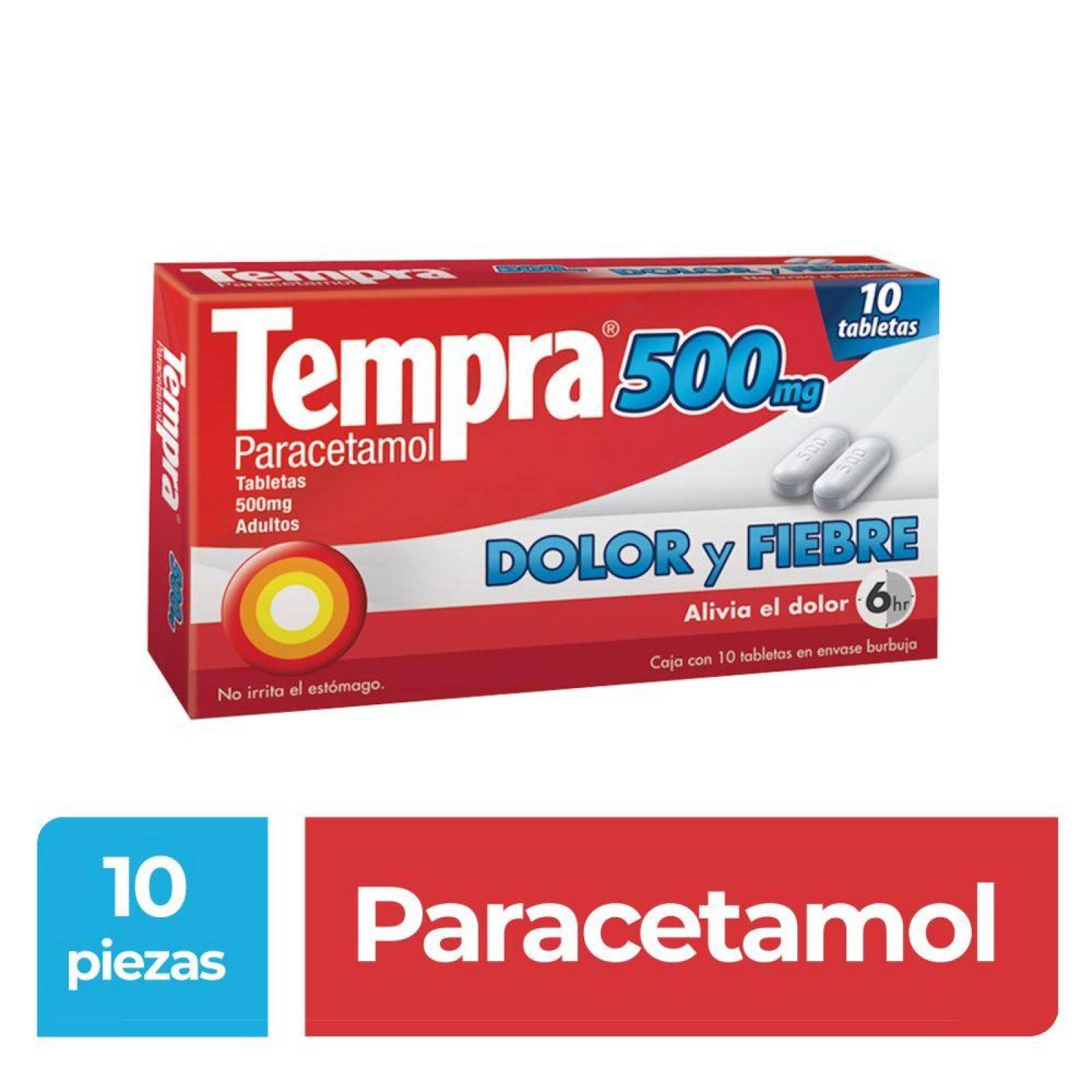 Tempra 500 mg Caja Con 10 Tabletas
