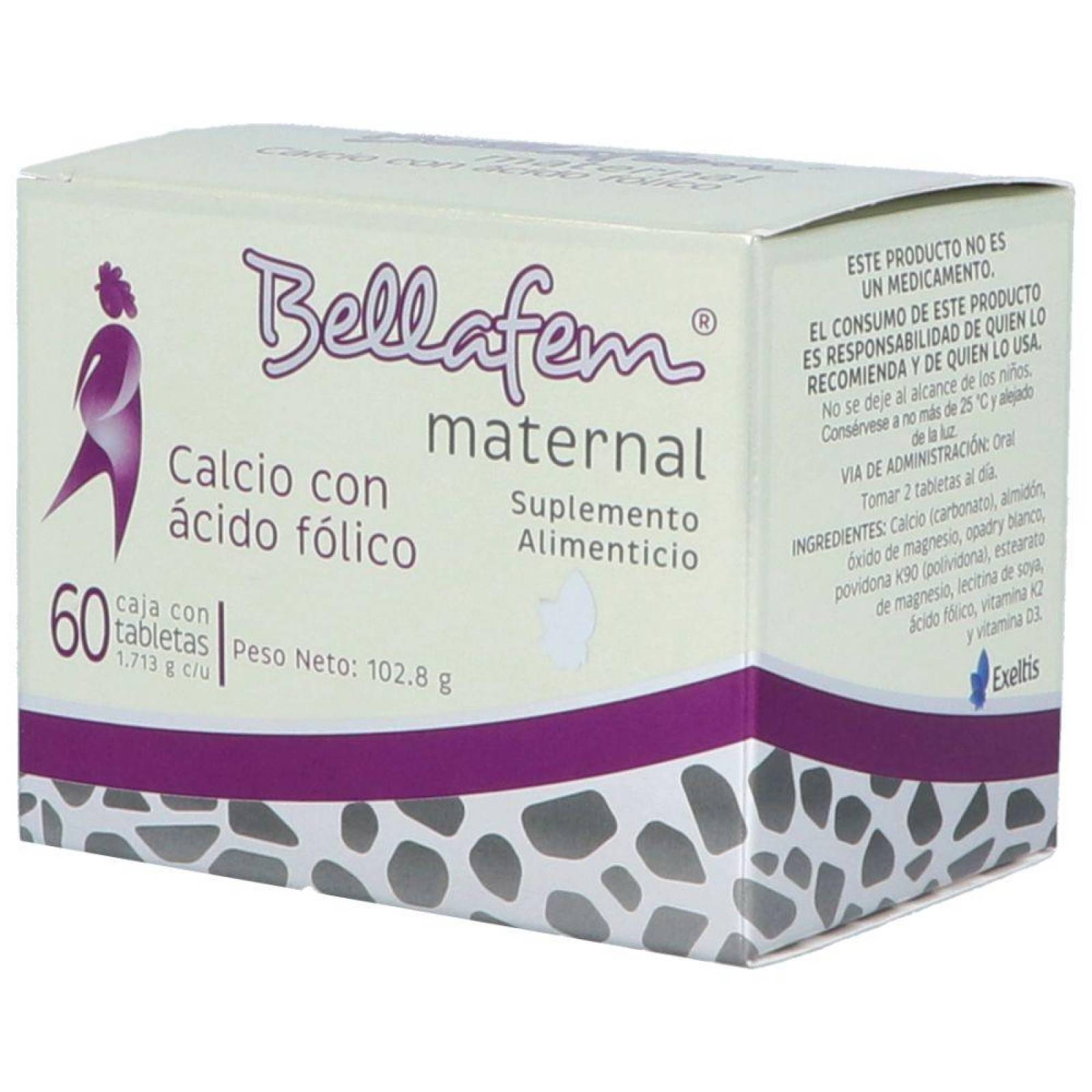 Bellafem Maternal Caja Con Frasco Con 60 Tabletas