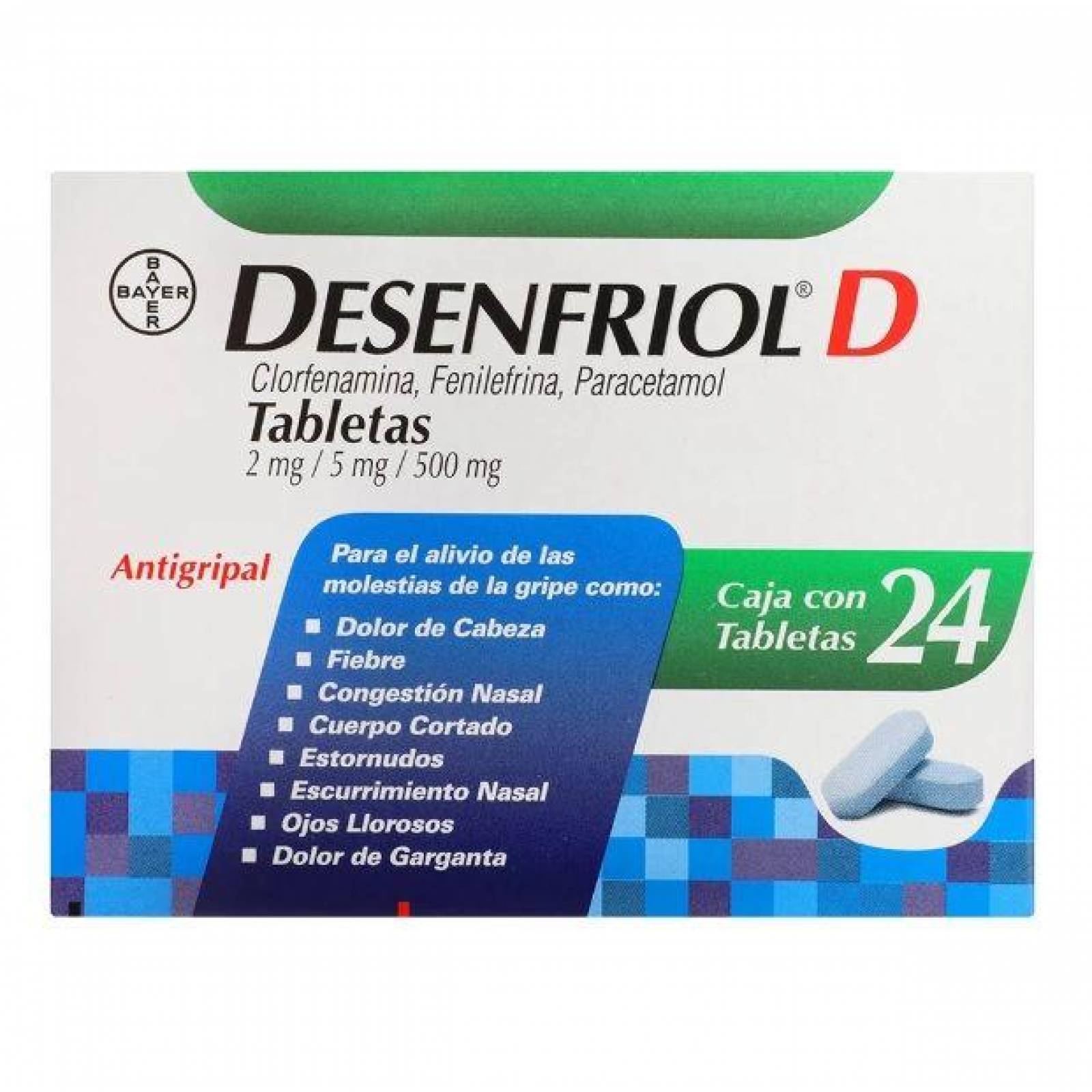 Desenfriol D 2 mg/ 5 mg/ 500 mg Caja Con 24 Tabletas