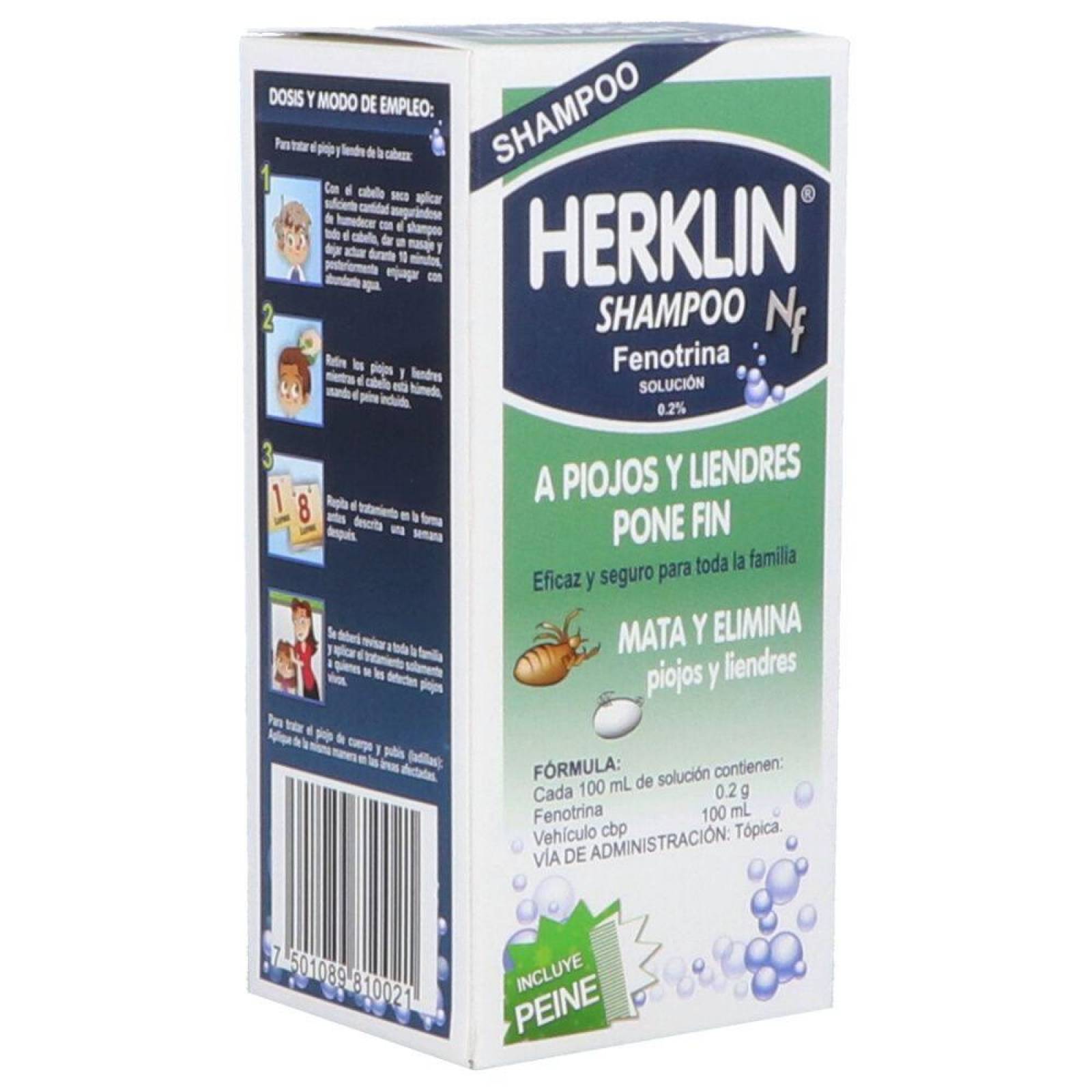 Herklin Shampoo Solución 0.2% Caja Con Frasco Con 60mL