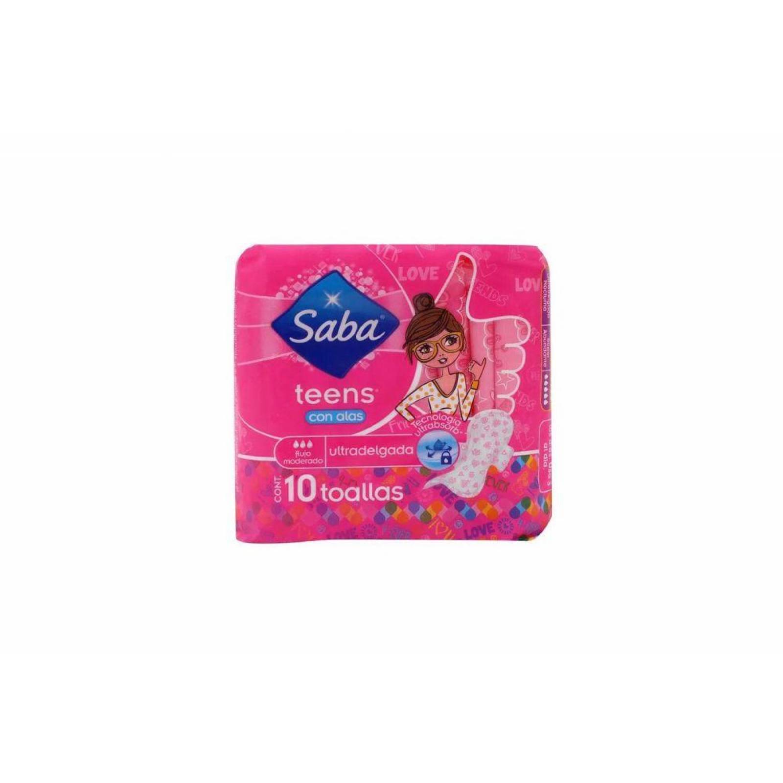 Saba Teens Con Alas Empaque Con 10 Toallas
