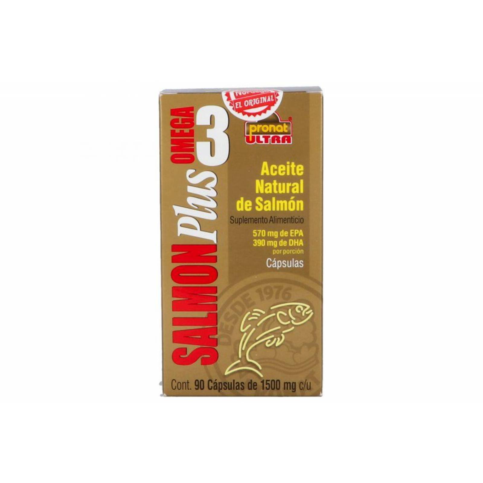Salmón Plus Omega 3 1500mg Caja Con Frasco Con 90 Cápsulas