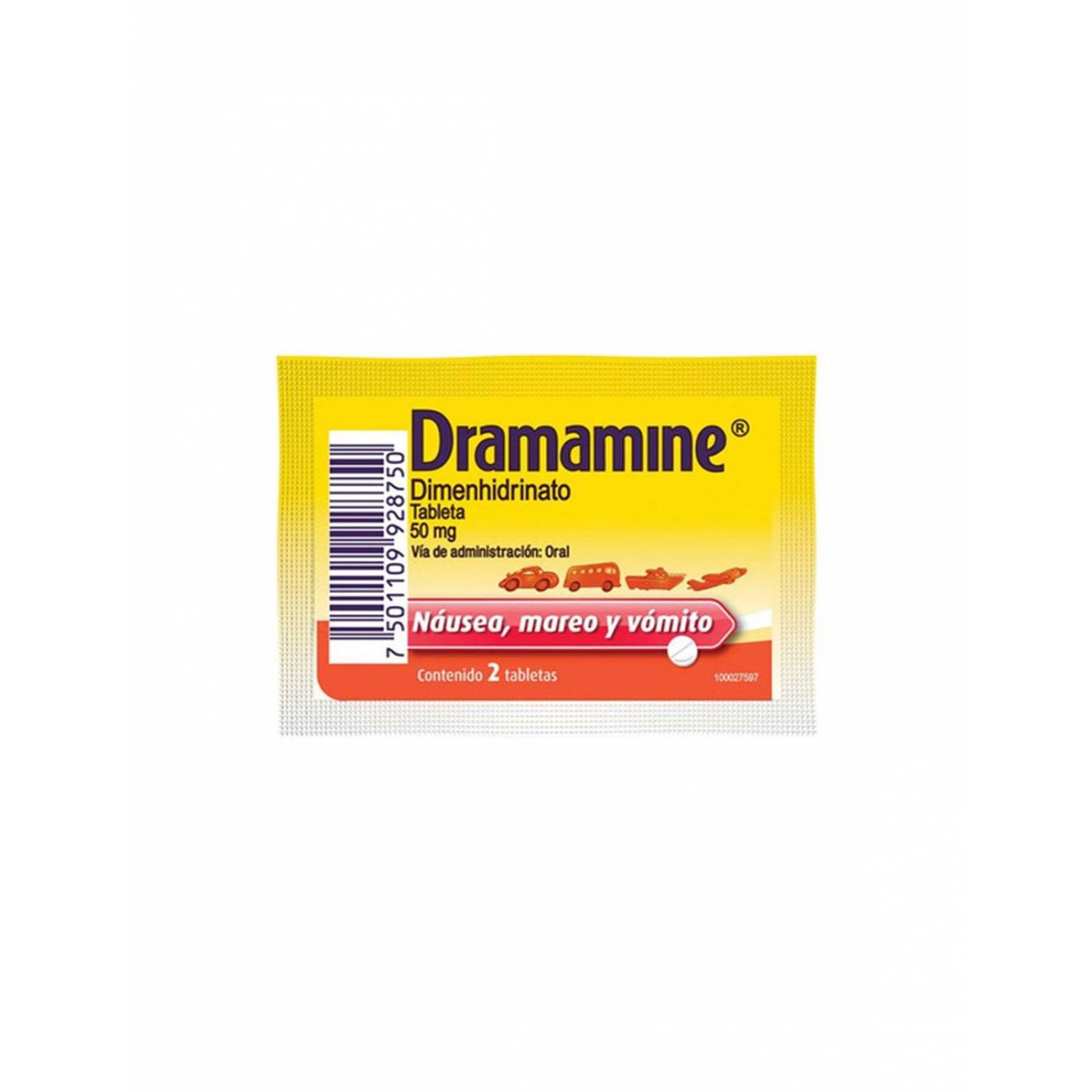 Dramamine 50 mg Sachets con 2 Tabletas