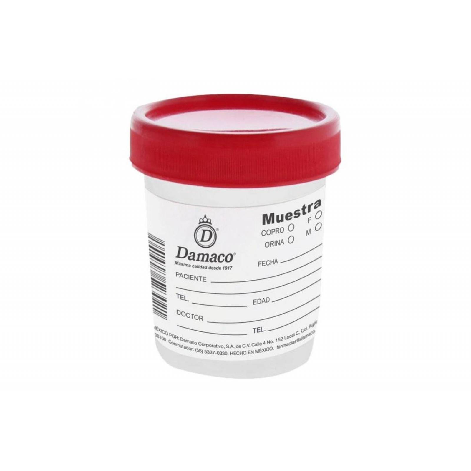 Damaco Vaso Coprológico Orina De 60 mL