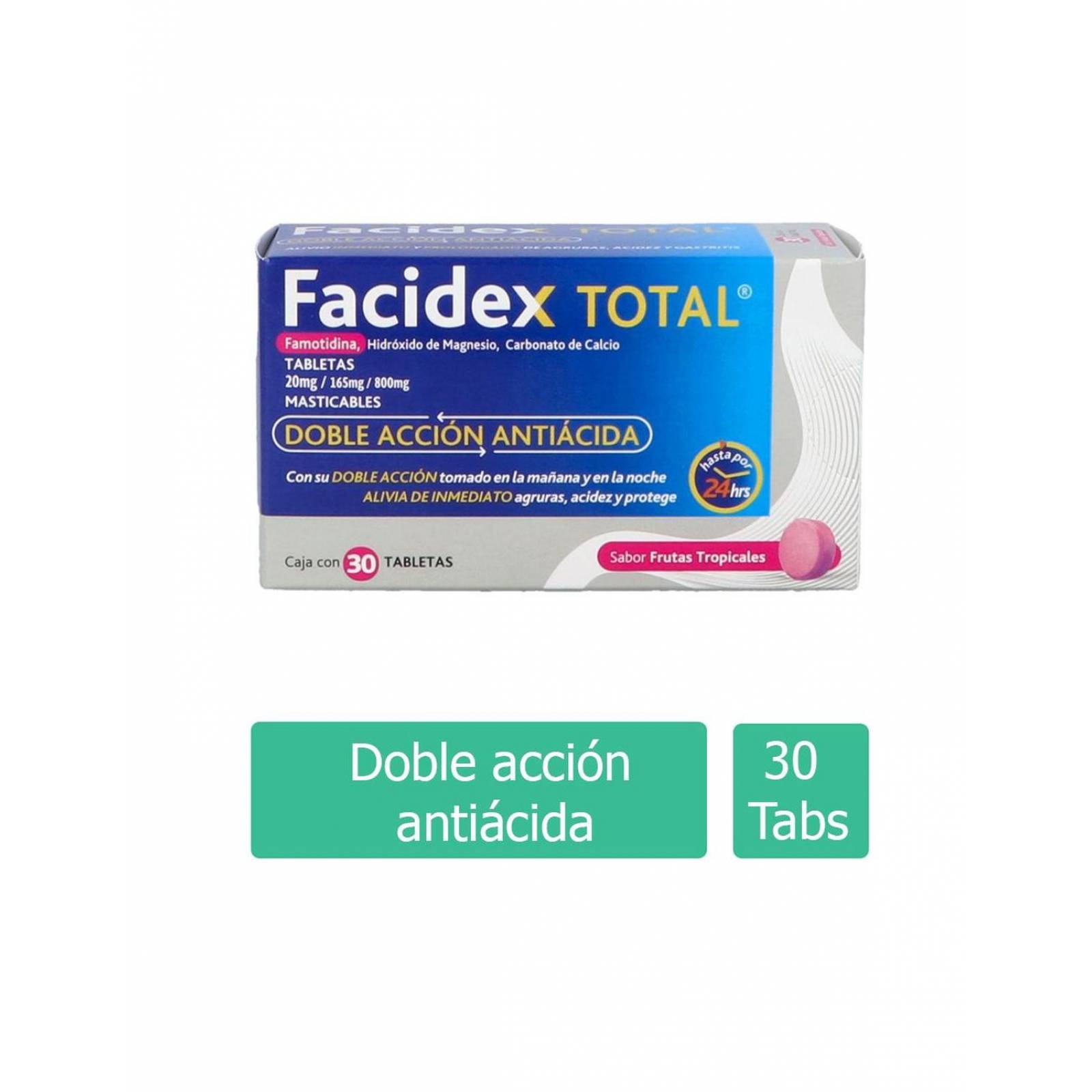 Facidex Total 20 mg/ 165 mg / 800 mg Caja Con 30 Tabletas Masticables ...