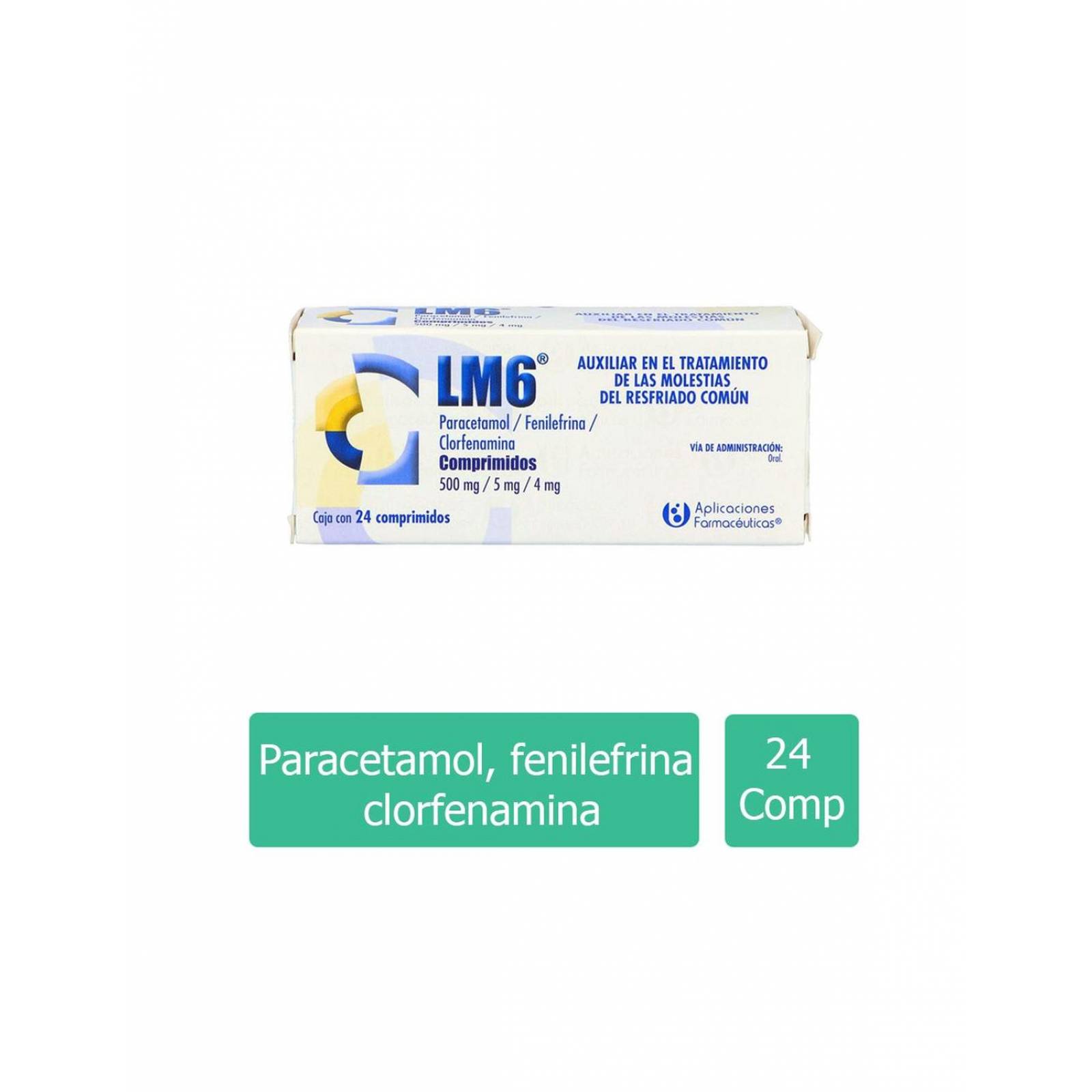 LM6 500 mg /5 mg/4 mg Caja Con 24 Comprimidos