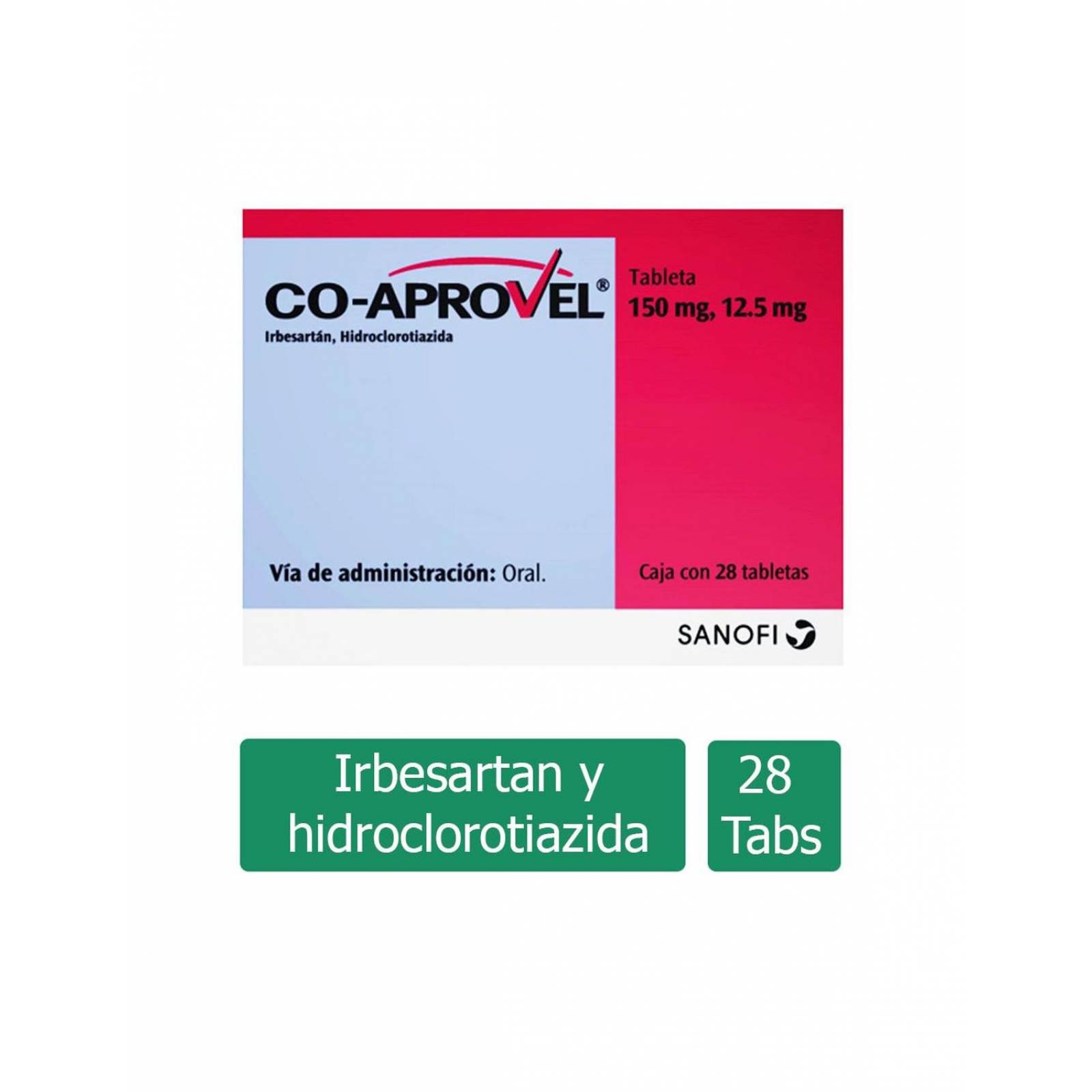 CoAprovel 150 mg / 12.5 mg Caja Con 28 Tabletas