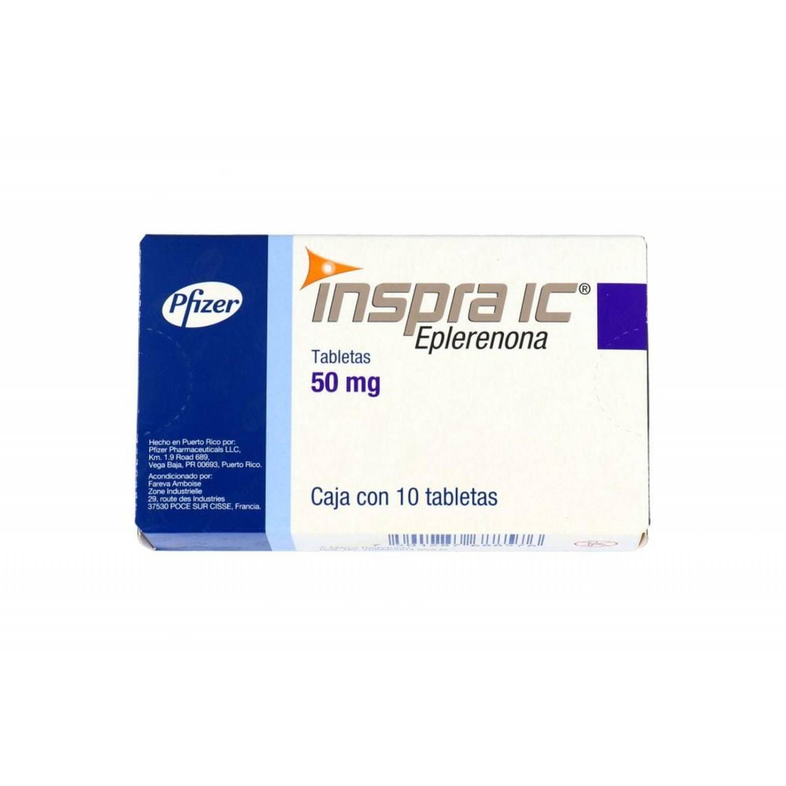 Inspra Ic 50 Mg Caja Con 10 Tabletas